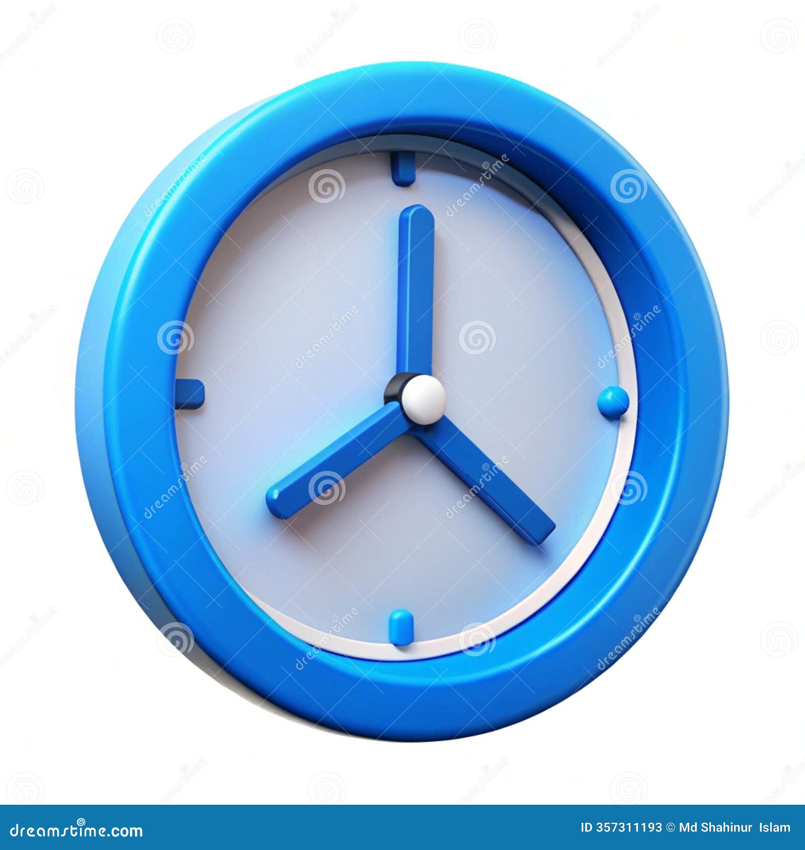 Clock 3D Icon with Blue Color Stock Illustration - Illustration of ...
