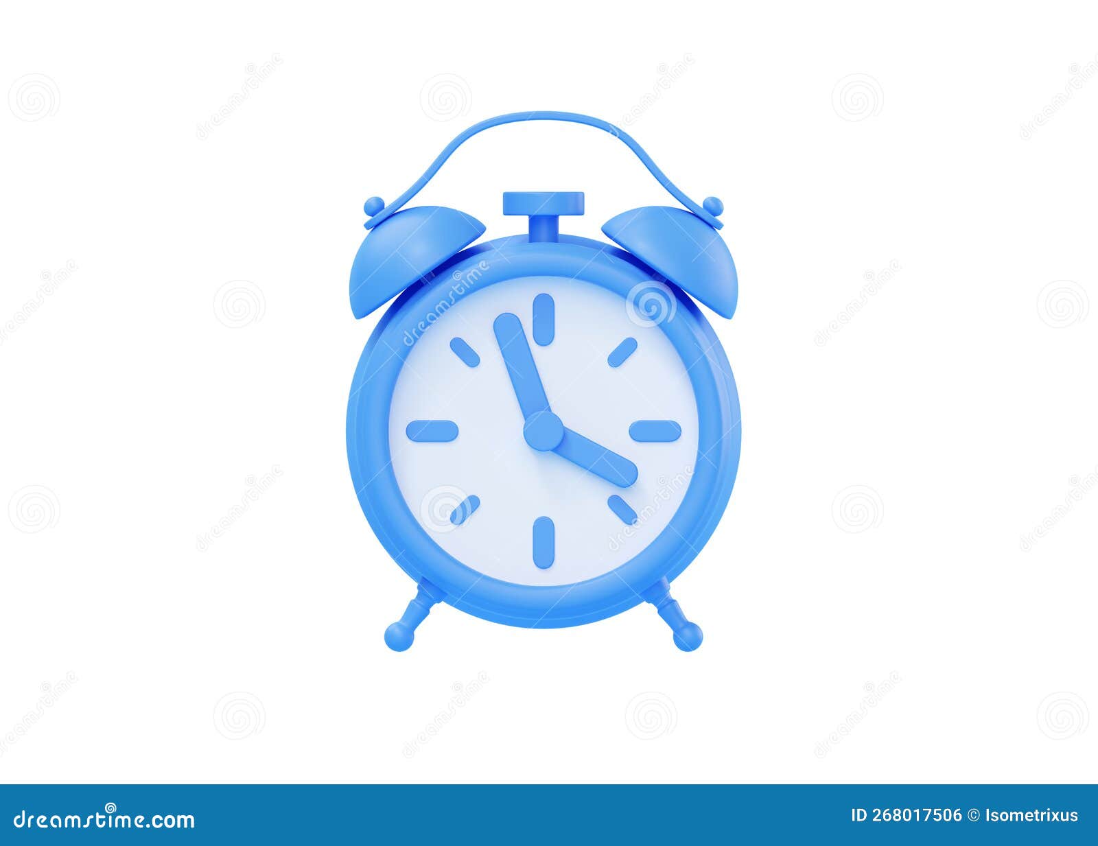 Clock 3d Render Icon Simple Alarm Timer Concept Blue Retro Style