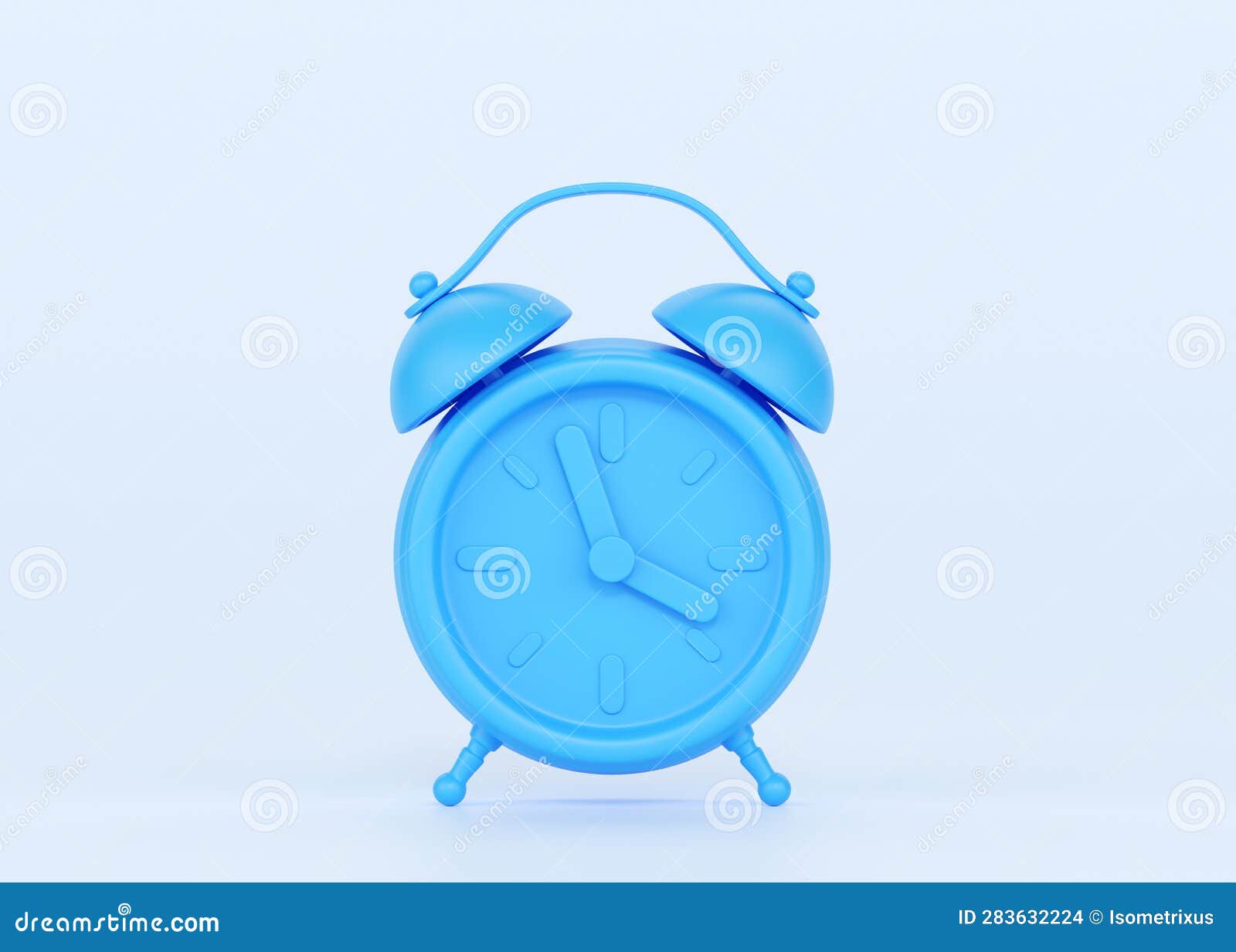 Clock 3d Render Icon Simple Alarm Timer Concept Blue Retro Style