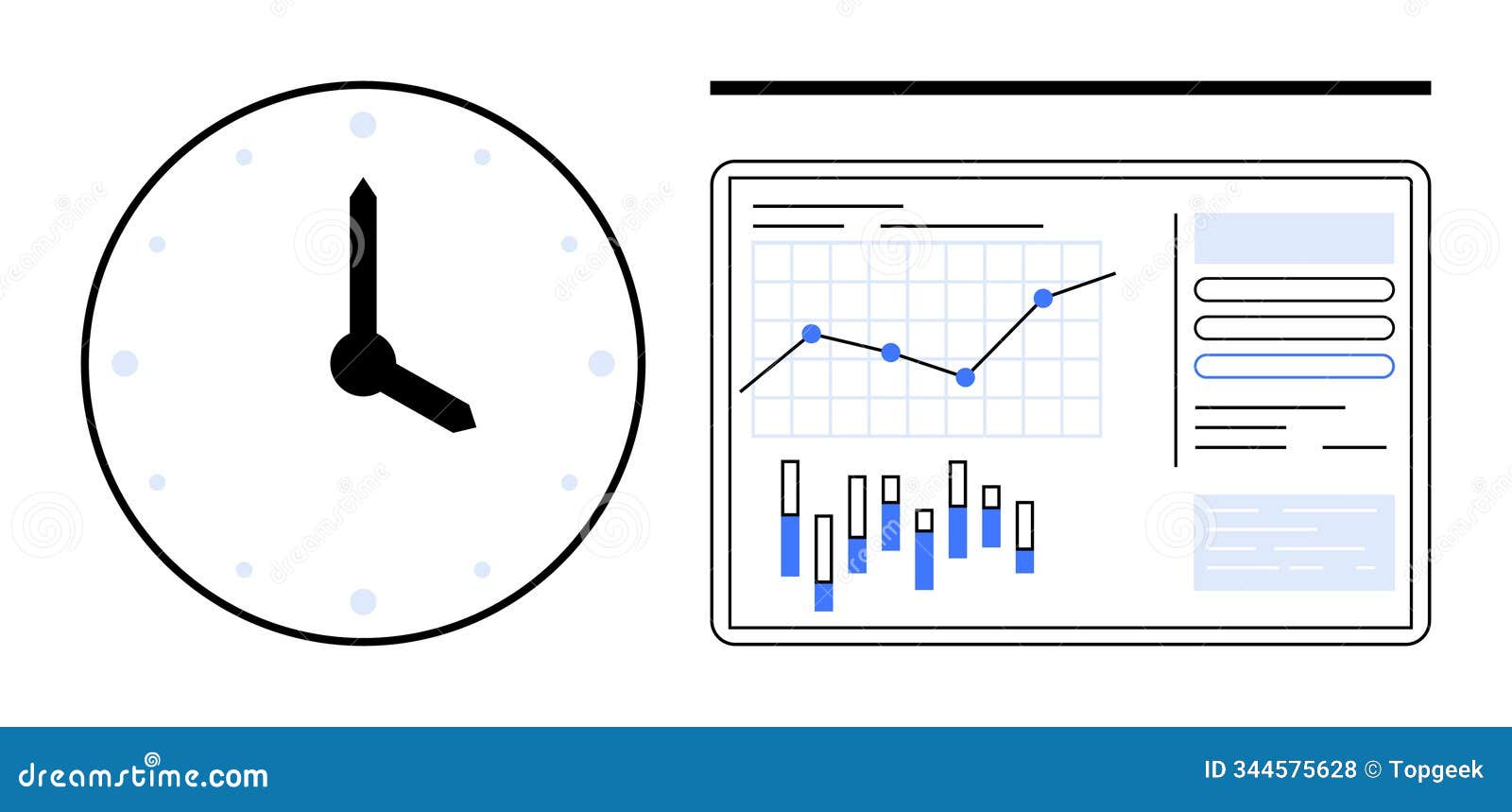 Clock and Data Analytics Dashboard Symbolizing Time Management and ...