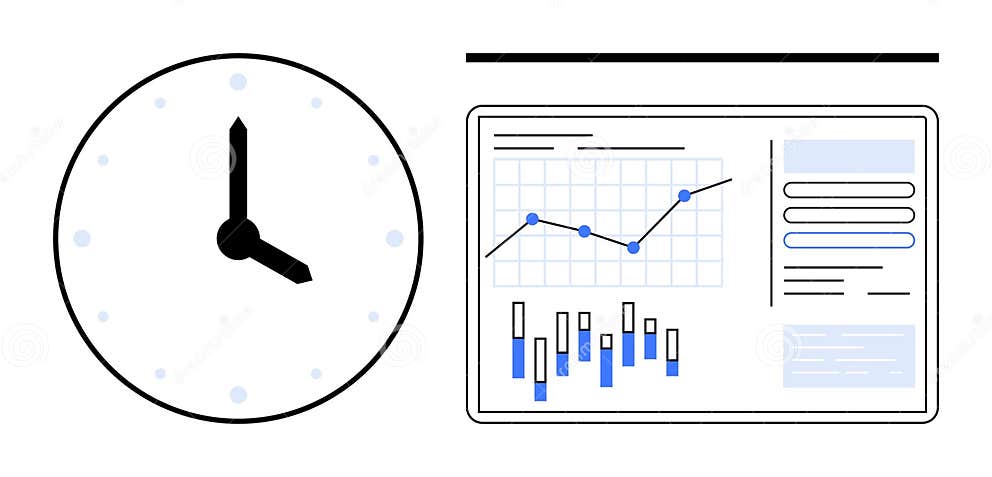 Clock and Data Analytics Dashboard Symbolizing Time Management and ...
