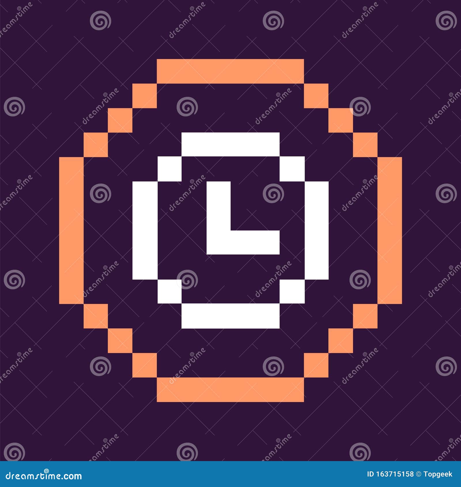 Clock Denoting Time, Pixel Icon of Retro Game Stock Vector ...