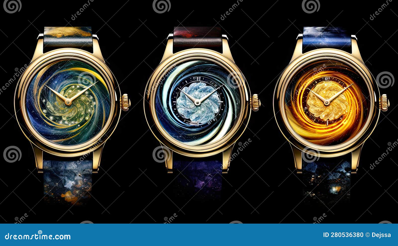 Clock Design: Infinity of Time. Set of Elegant Wristwatches Stock ...