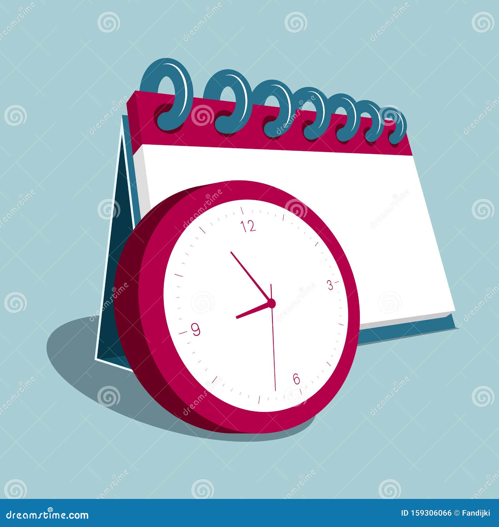 Clock and desk calendar. stock vector. Illustration of business - 159306066