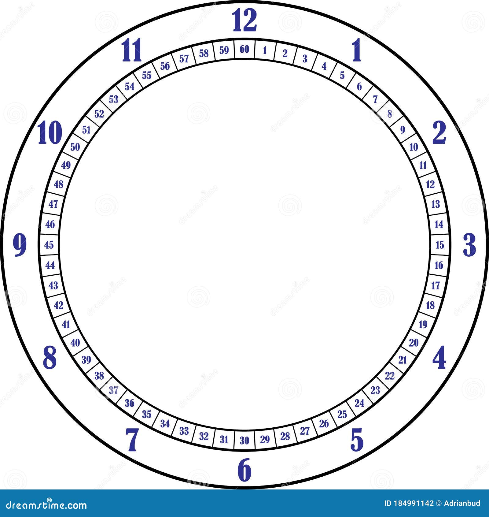 Clock Dial Black Flying Wheel Frame Blue Numbers Stock Vector ...