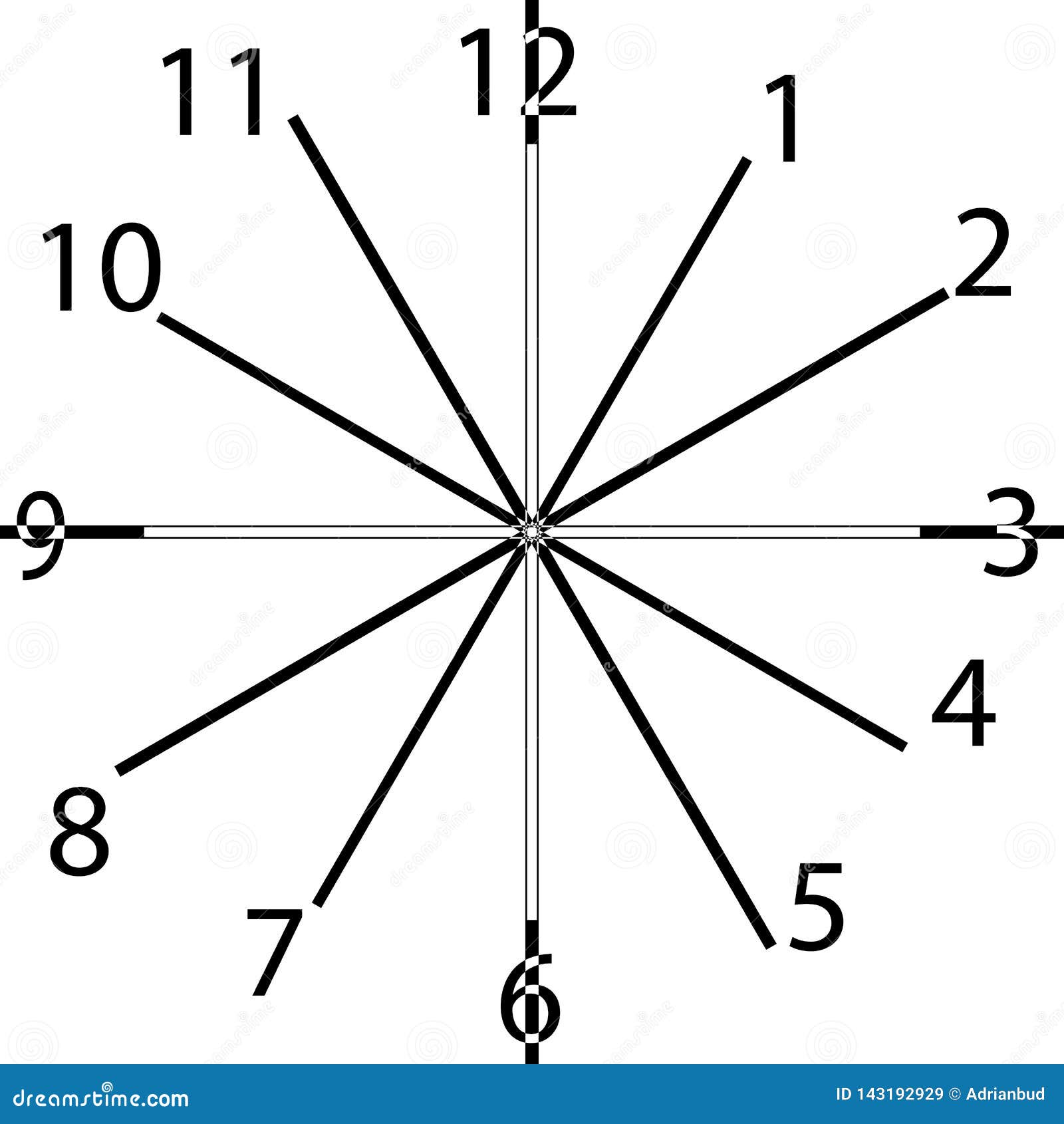 Clock Dial Black Rectangle Signs with Intersected Vertical Numbers ...