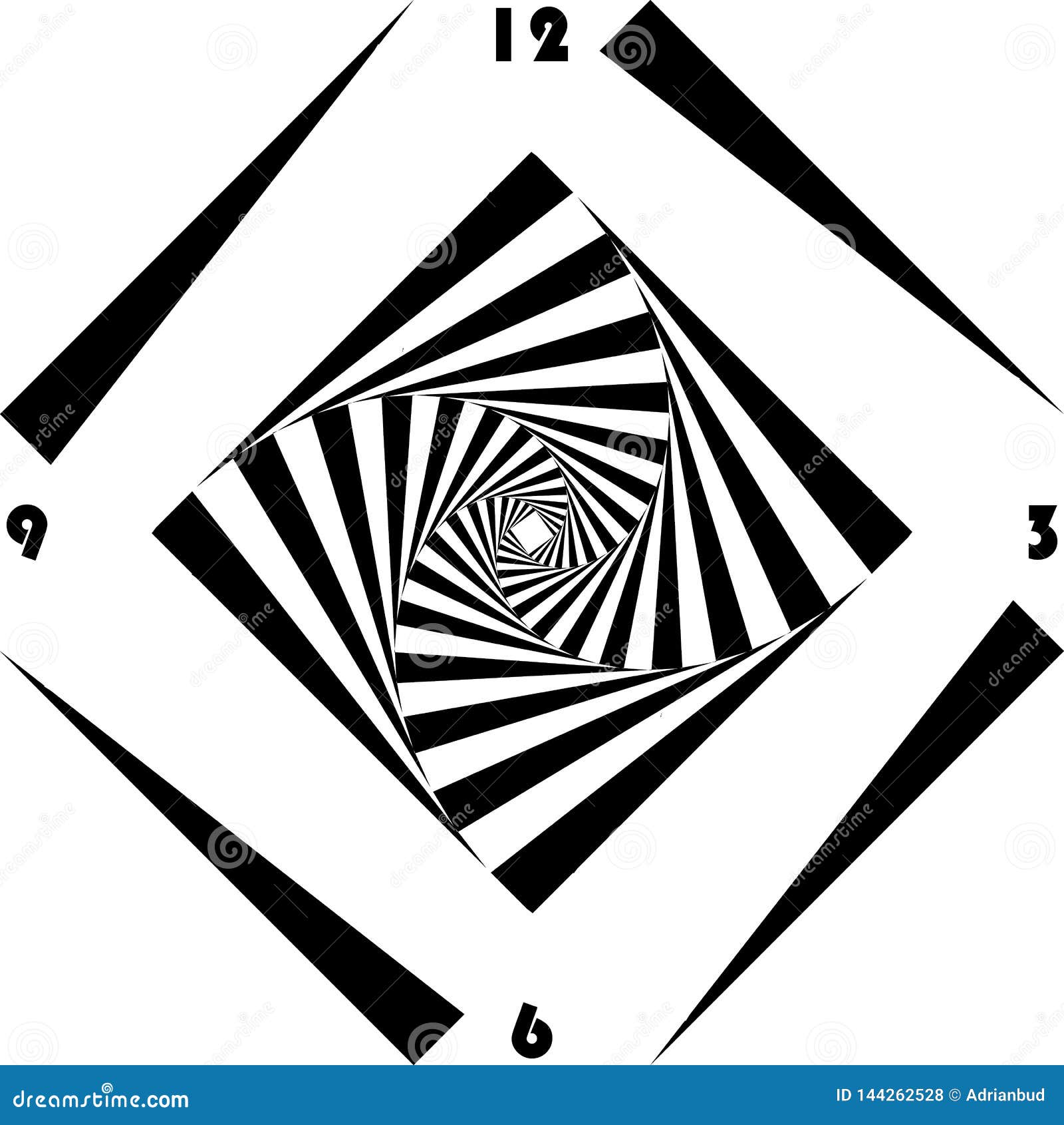 Clock Dial Black Triangle Signs with Rounded Number Stock Vector ...