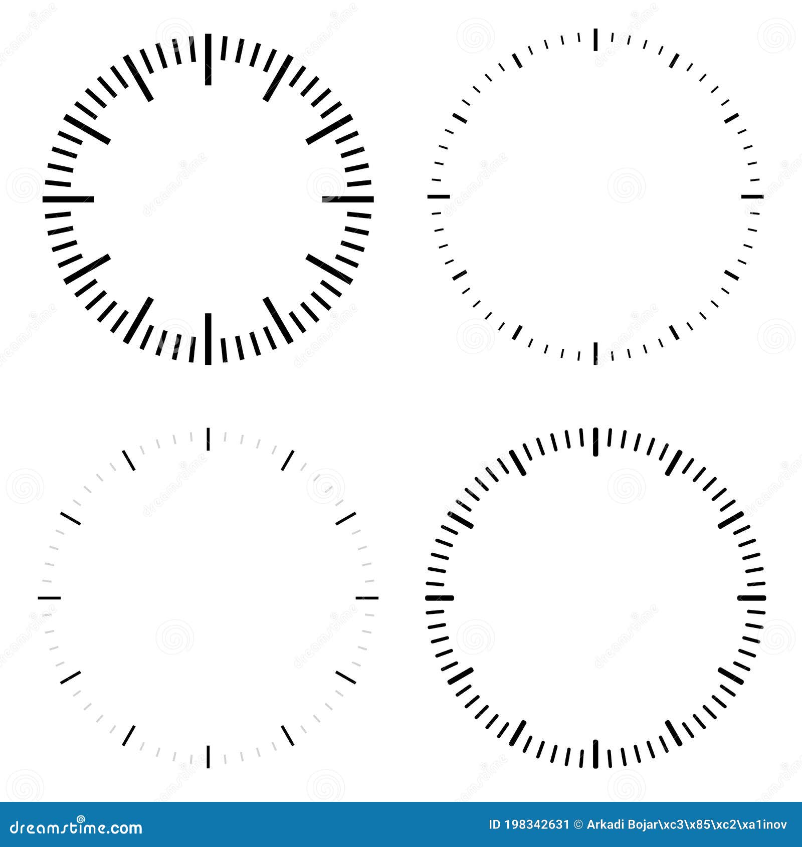 Clock Dial Face Vector Illustrations Set Stock Vector - Illustration of ...