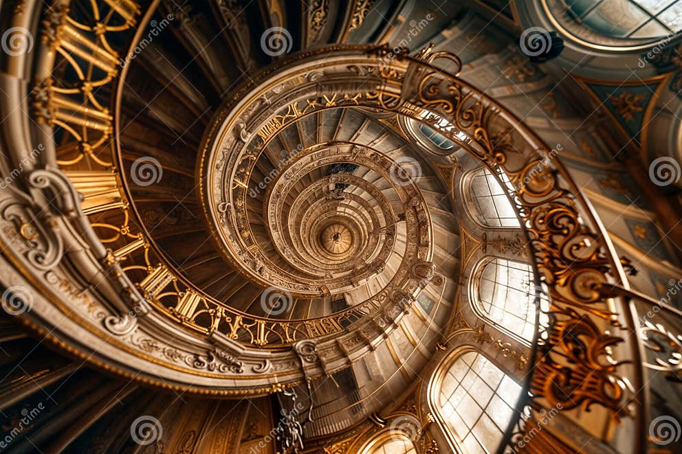 Clock Dial Twisted into a Long Spiral Staircase, Clock Stock Image ...