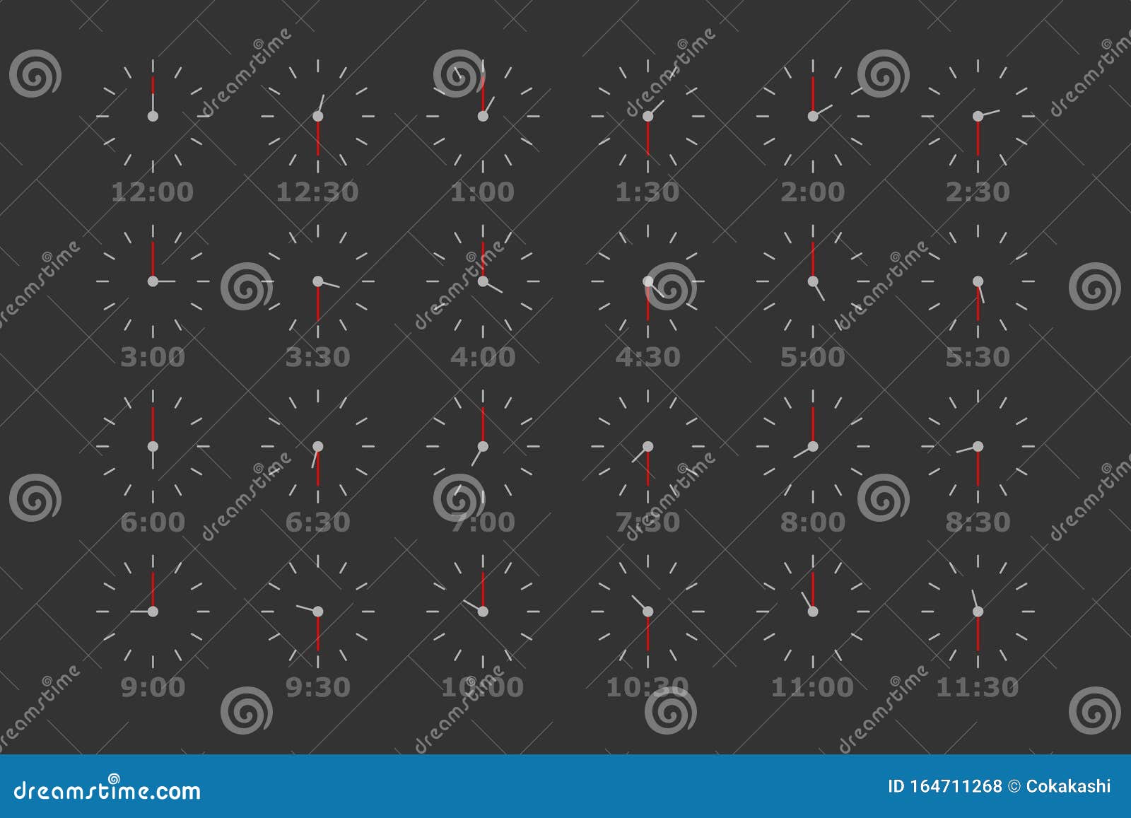 Clock Dial Vector Collection, Every Half Hour Pointer. Precise and ...