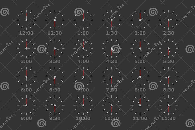Clock Dial Vector Collection, Every Half Hour Pointer. Precise and ...