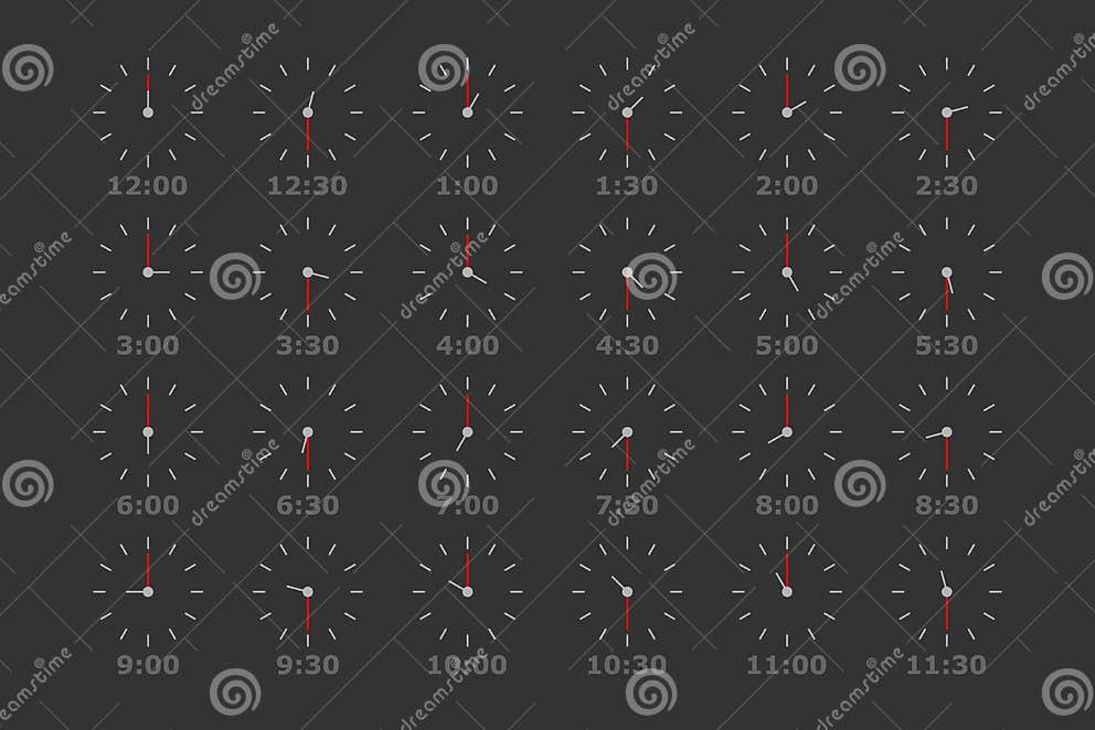 Clock Dial Vector Collection, Every Half Hour Pointer. Precise and ...