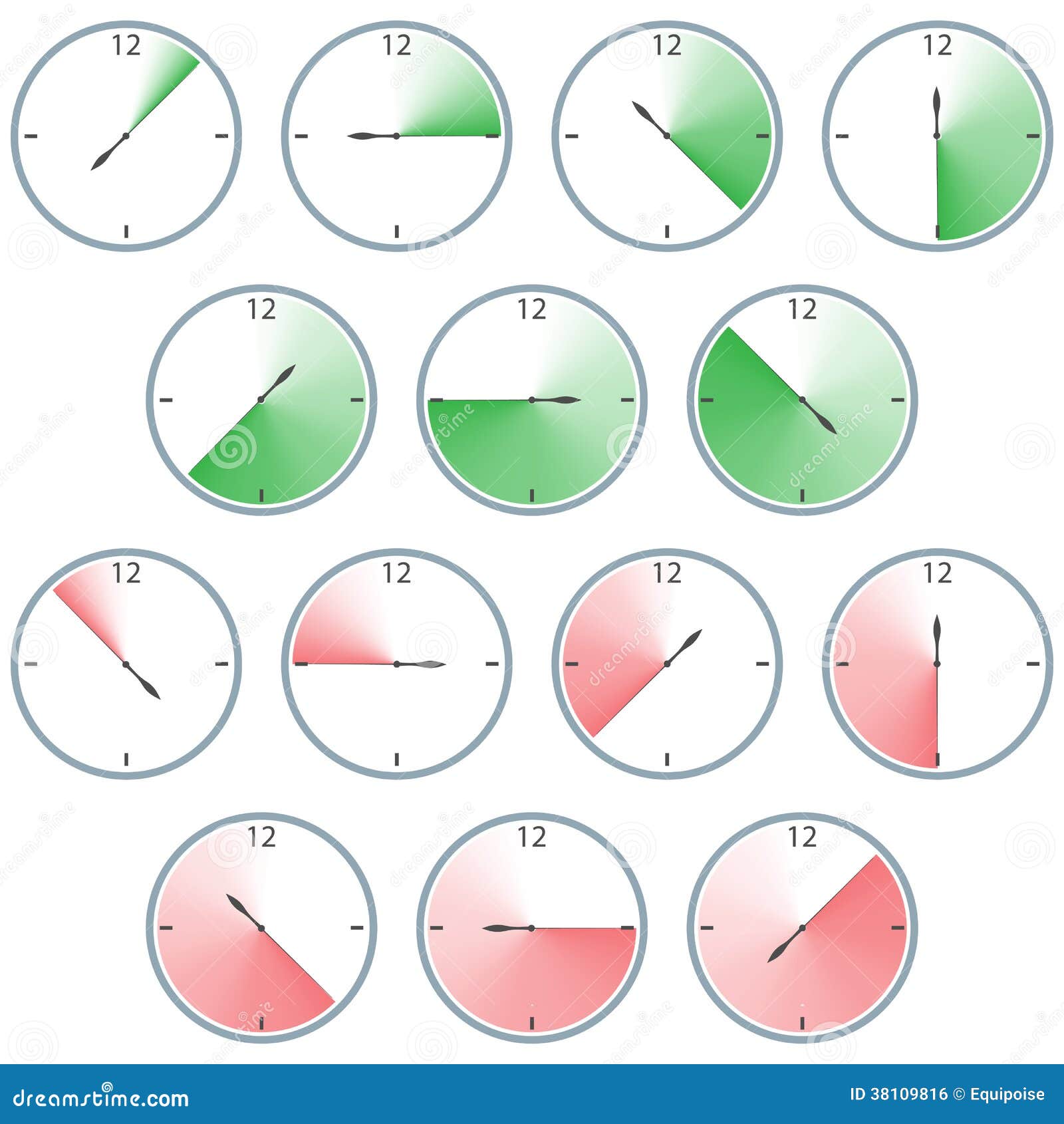 Clock with Different Color Time Stock Illustration - Illustration of ...
