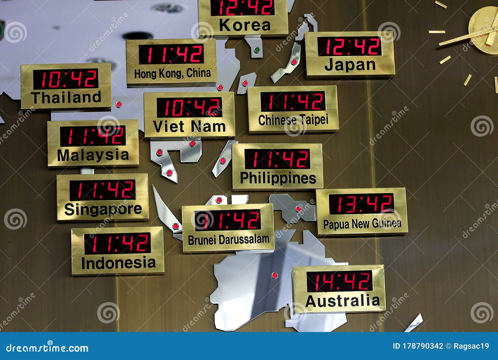 Clock- Different Time Zone Asian Zone Stock Photo - Image of hour ...