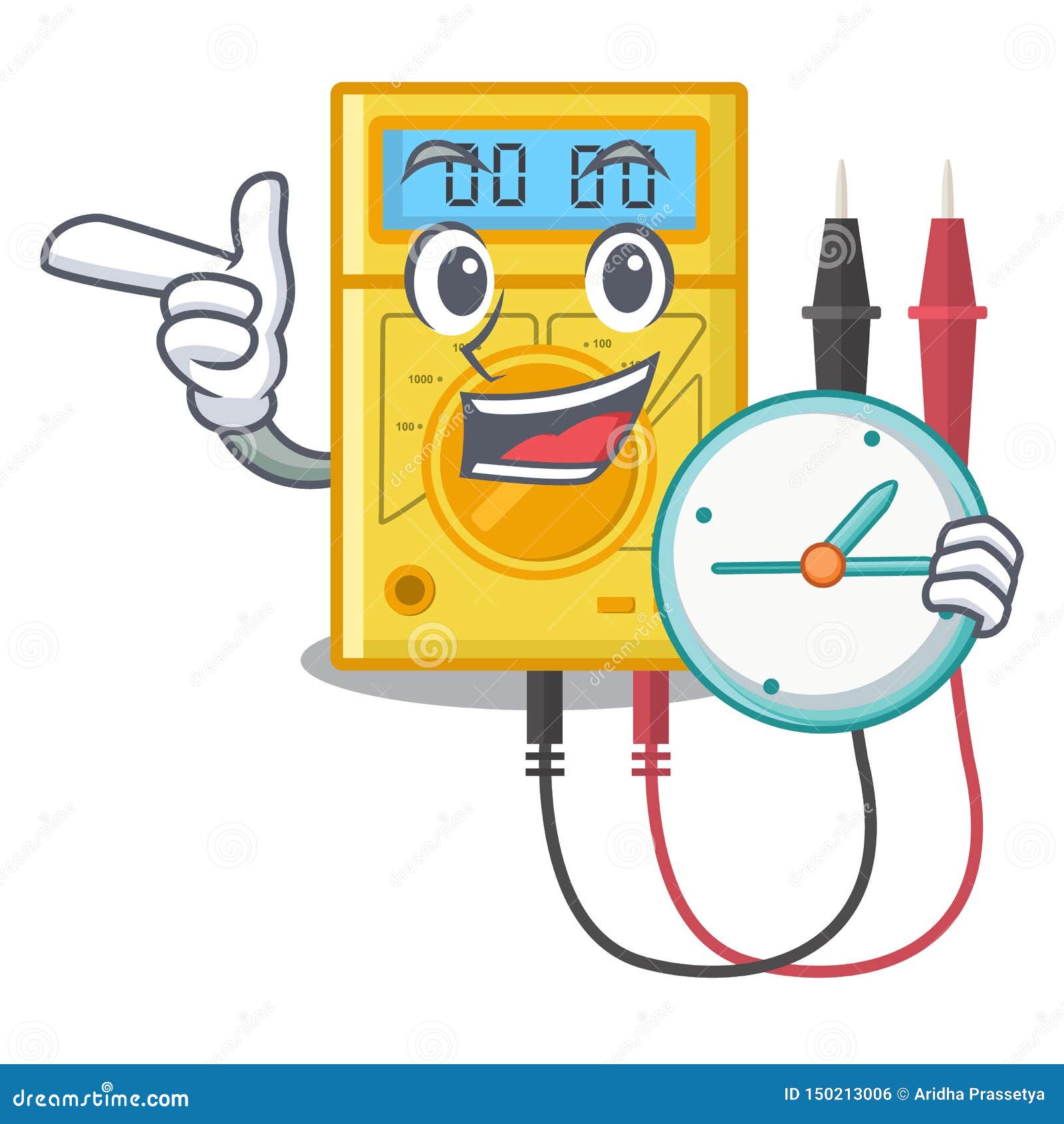 With Clock Digital Multimeter Isolated with the Character Stock Vector ...