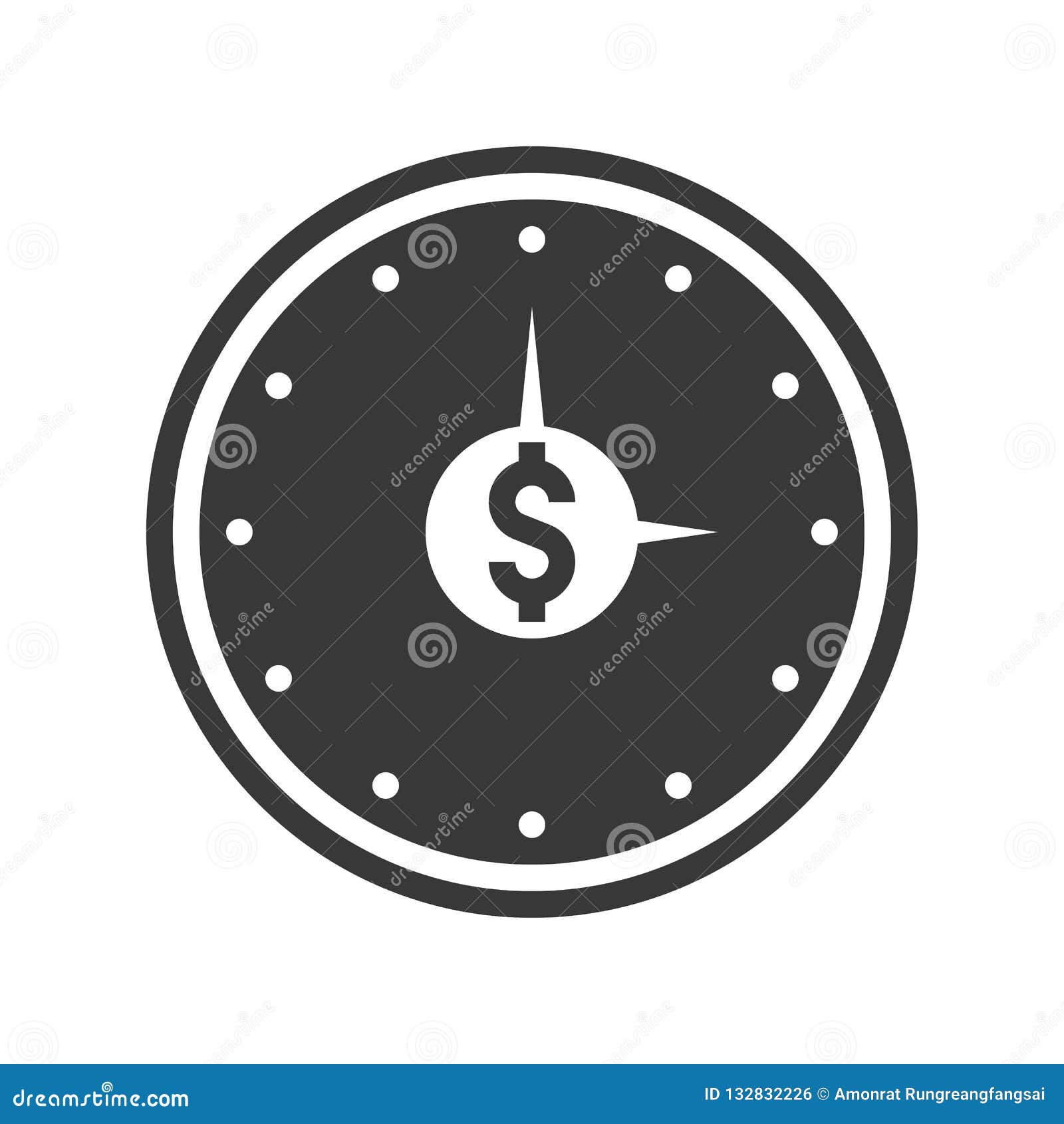 Clock and Dollar Sign, Time is Money Concept Icon Stock Vector ...