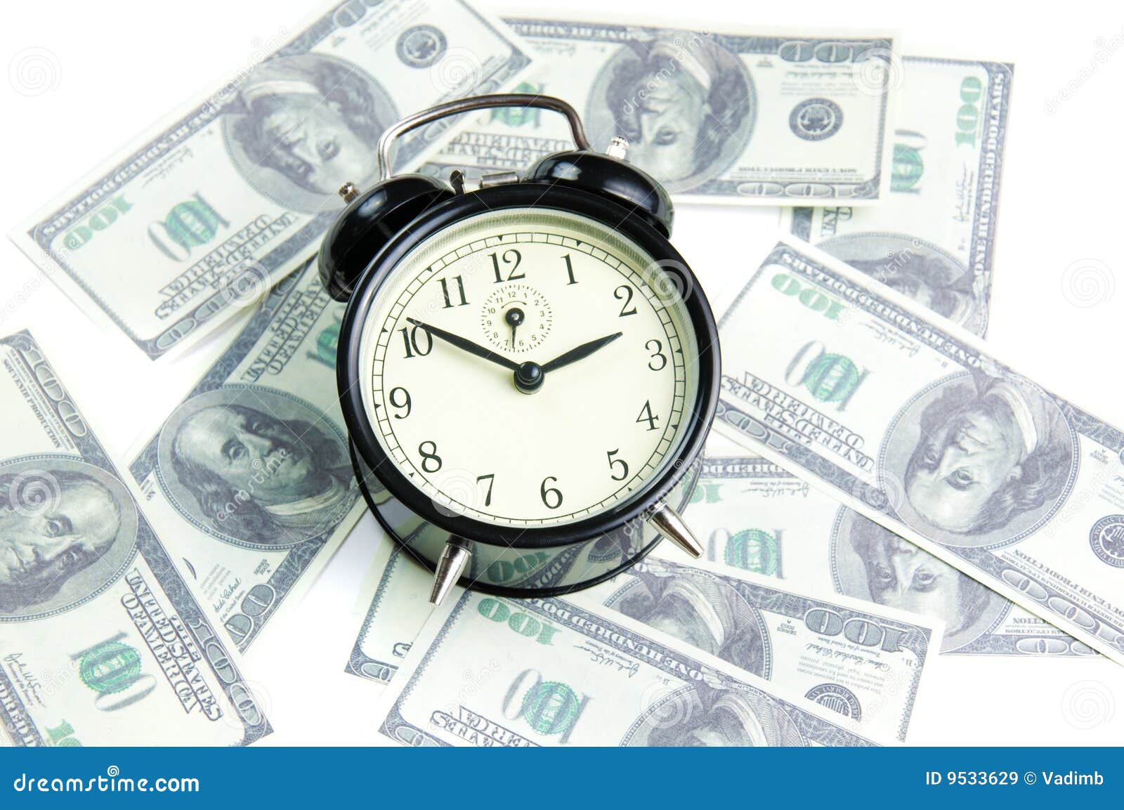 Clock and dollars stock image. Image of dollar, banknote - 9533629