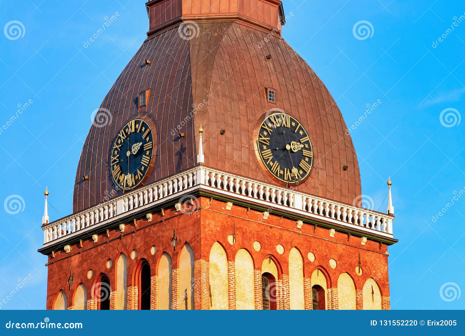 Clock on Dome Cathedral in Riga Latvia Stock Photo - Image of riga ...