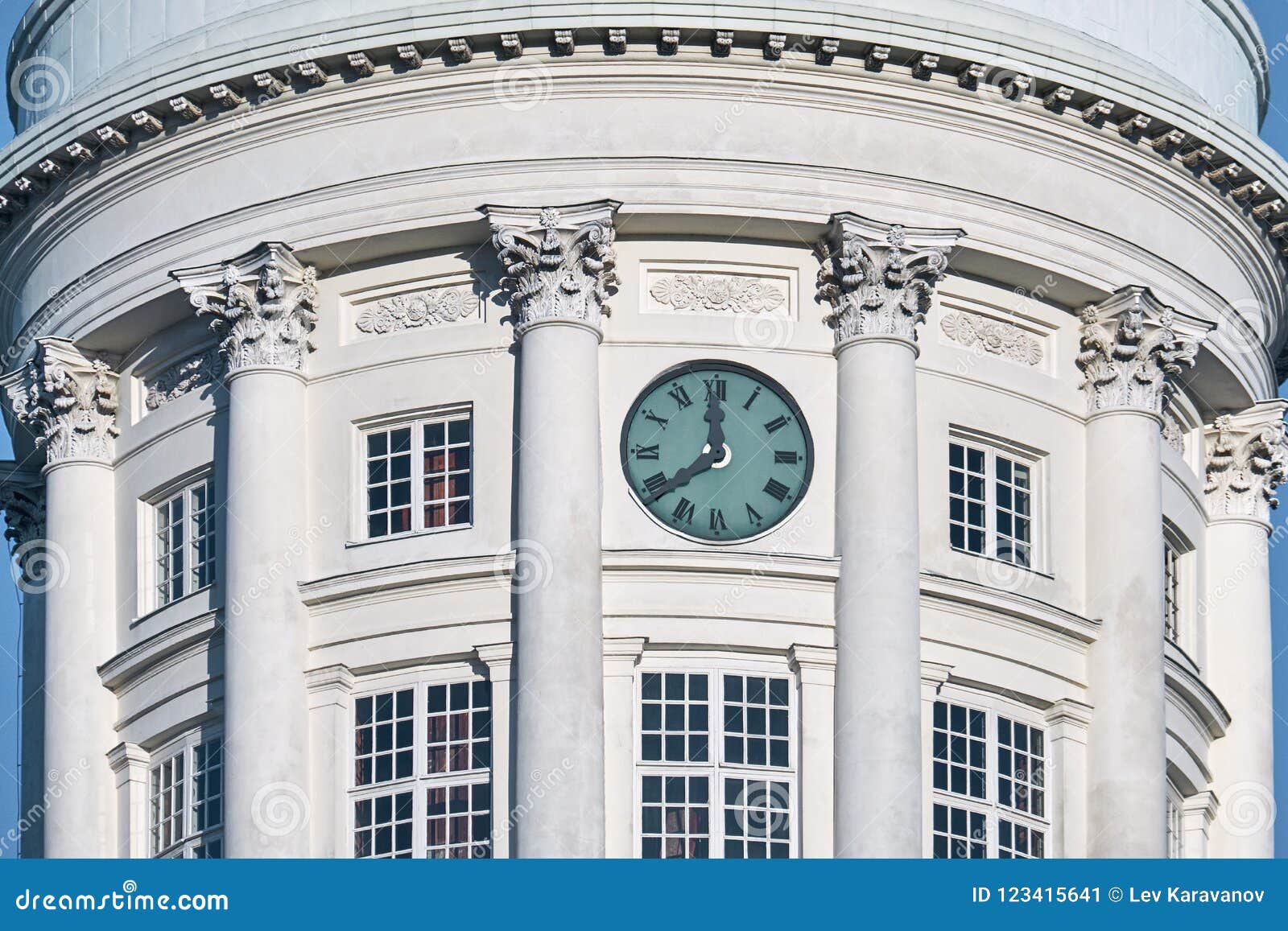 Clock on the Dome of Helsinki Cathedral, Finland Stock Image - Image of ...