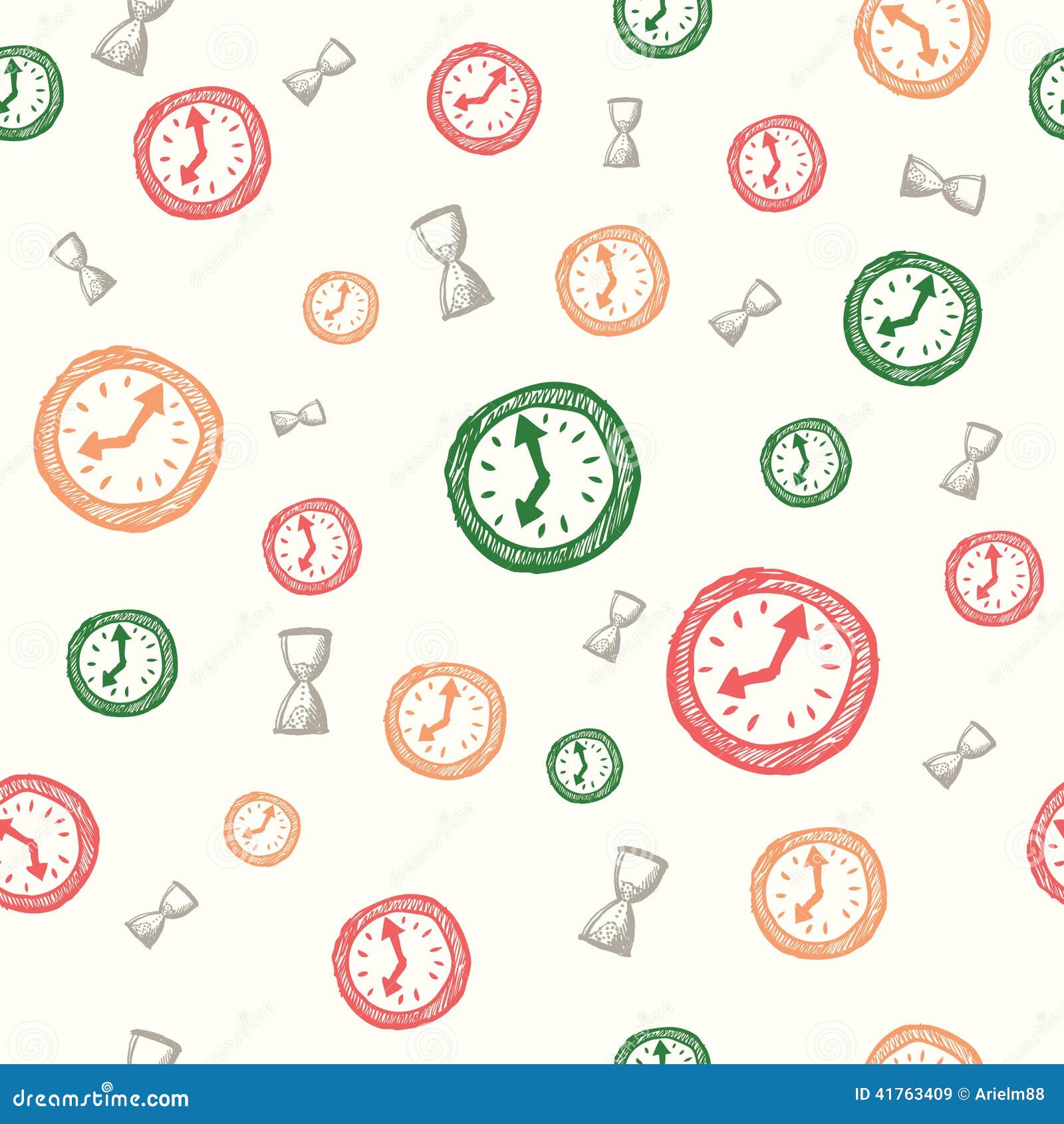 Clock Doodles Seamless Pattern Stock Vector - Illustration of doodle ...