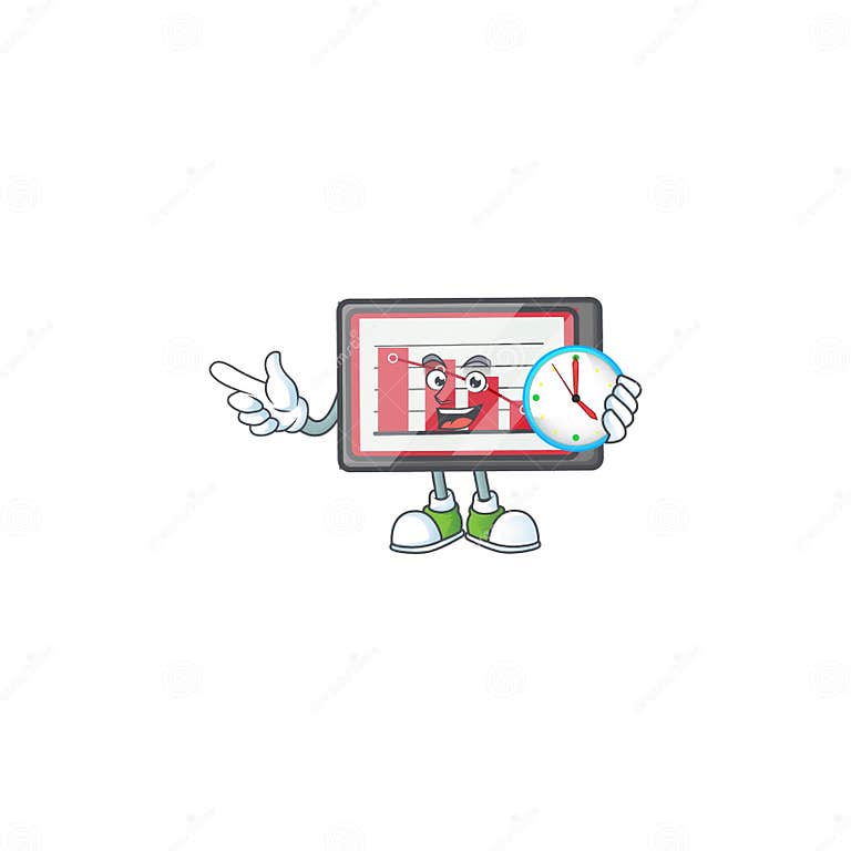 With Clock Down Chart Horizontal Table in Cartoon Character. Stock ...