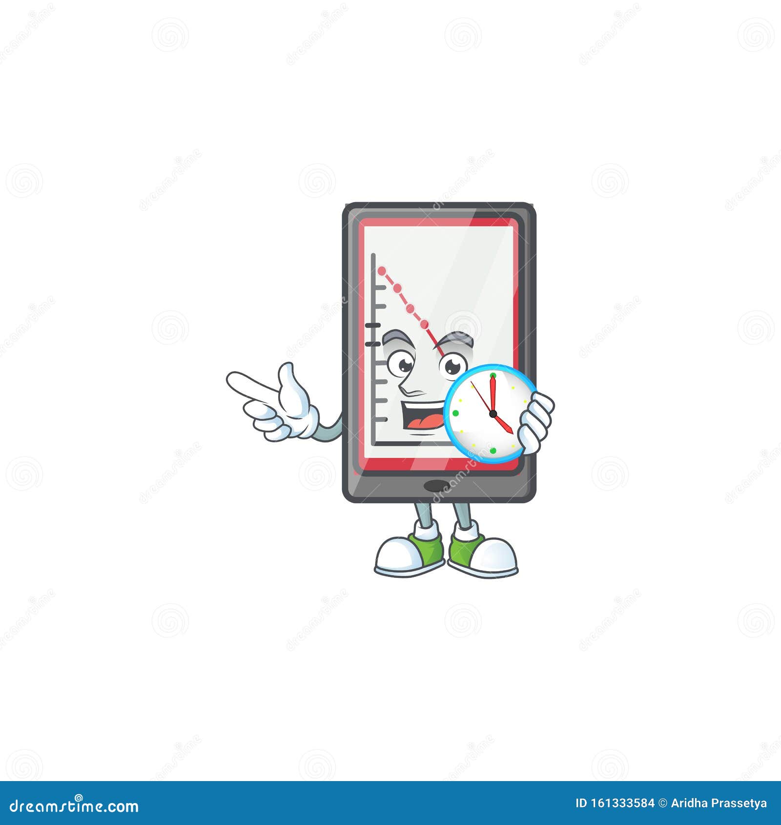 With Clock Down Chart Vertical Tablet for Analysis. Stock Vector ...