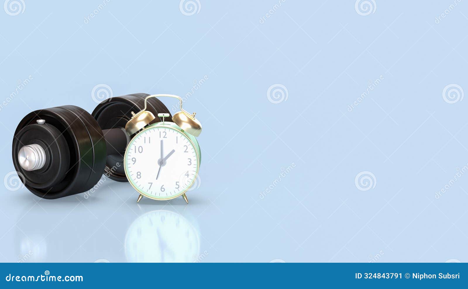 The Clock and Dumbbell for Health and Sci Concept 3d Rendering Stock ...