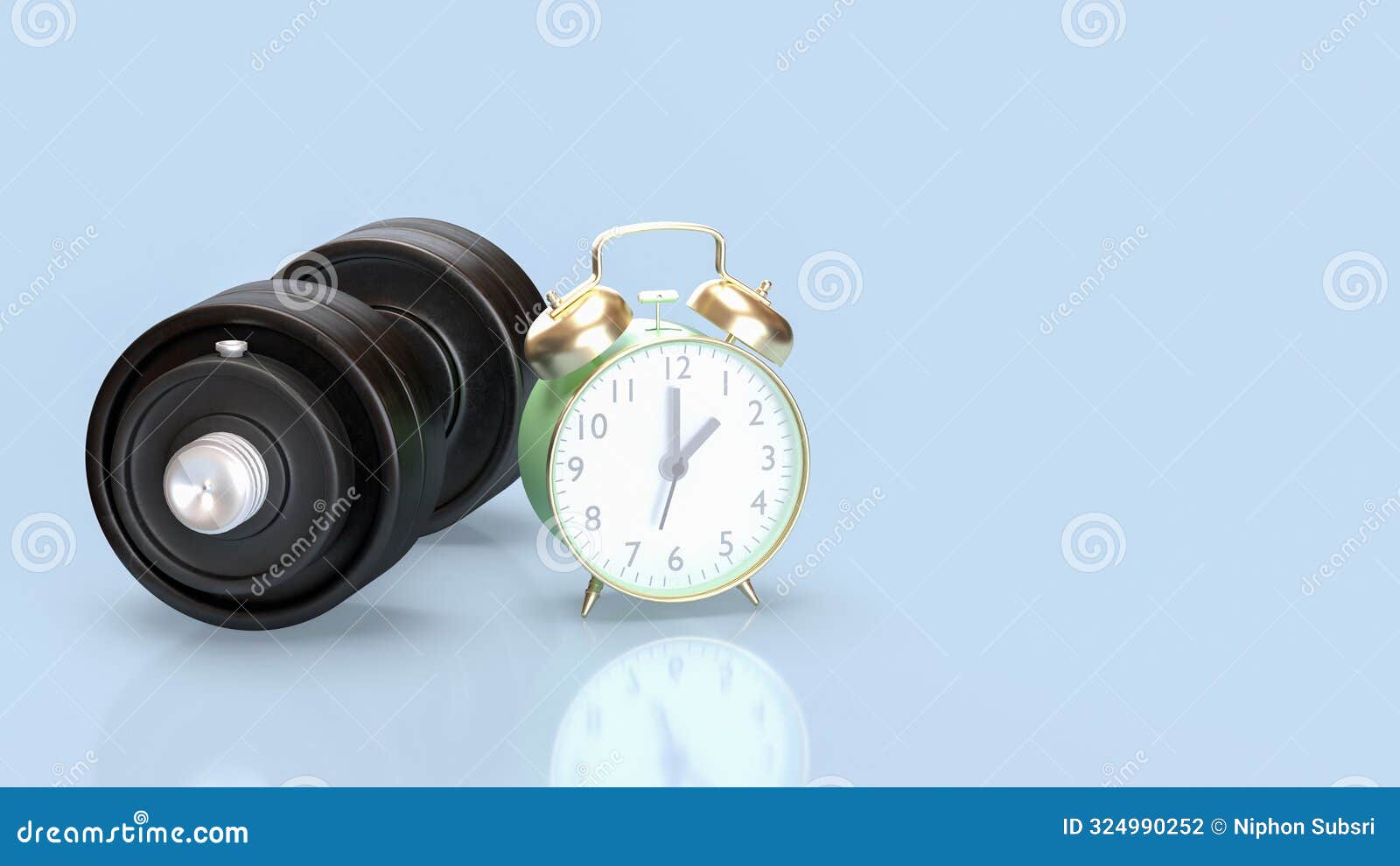 The Clock and Dumbbell for Health and Sci Concept 3d Rendering Stock ...