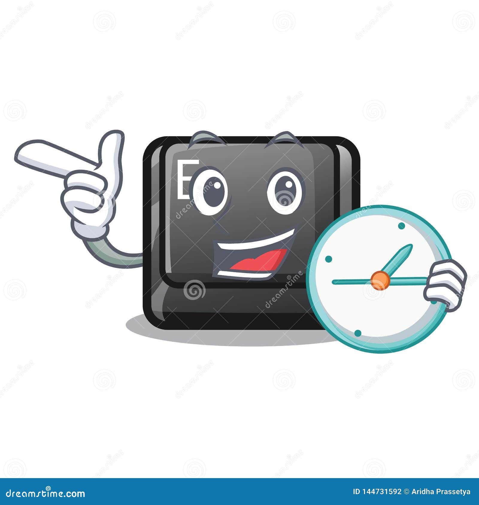 With Clock E Button Attached To Cartoon Keyboard Stock Vector ...