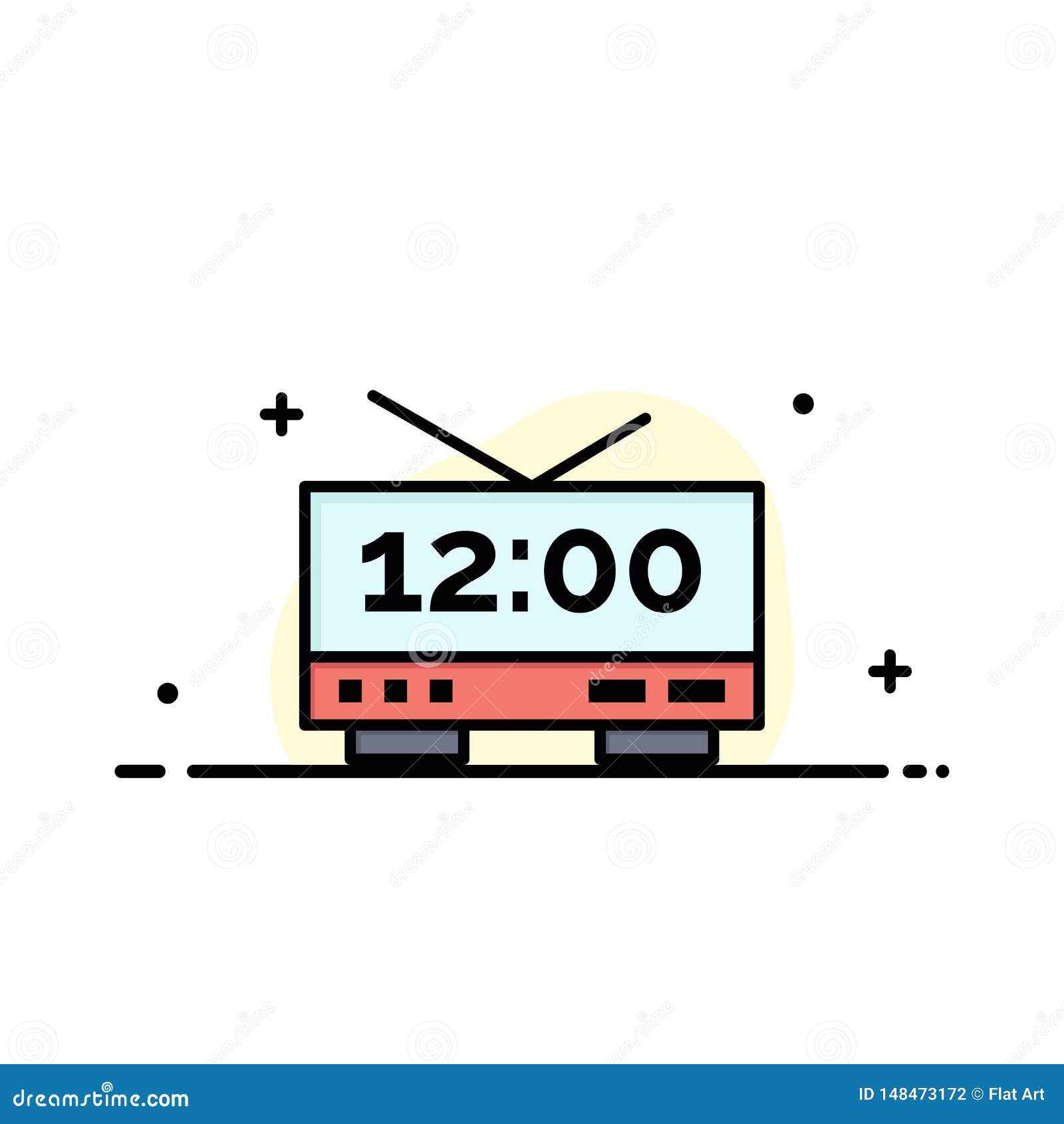 Clock, Electric, Time, Machine Business Flat Line Filled Icon Vector ...