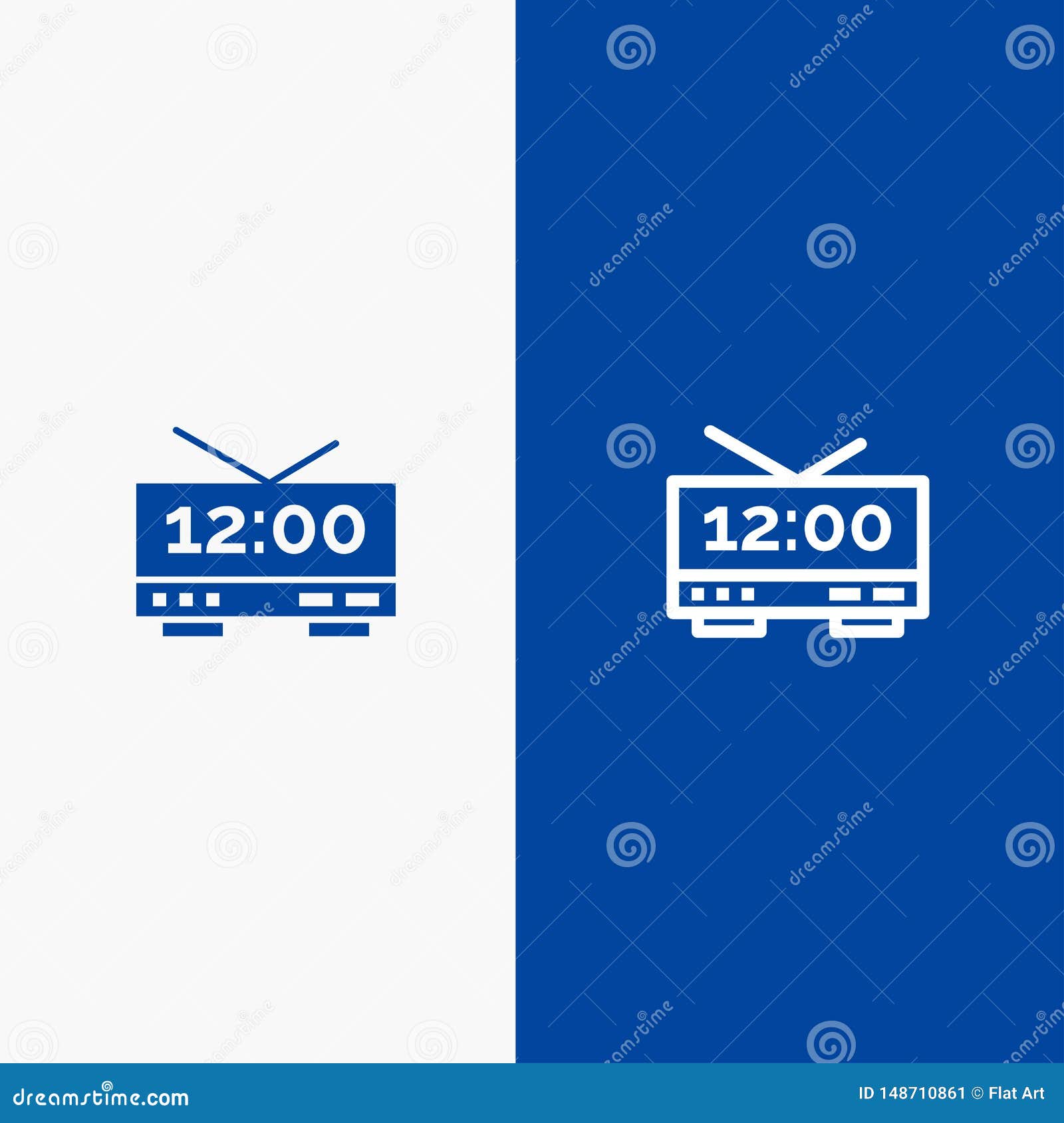 Clock, Electric, Time, Machine Line and Glyph Solid Icon Blue Banner ...