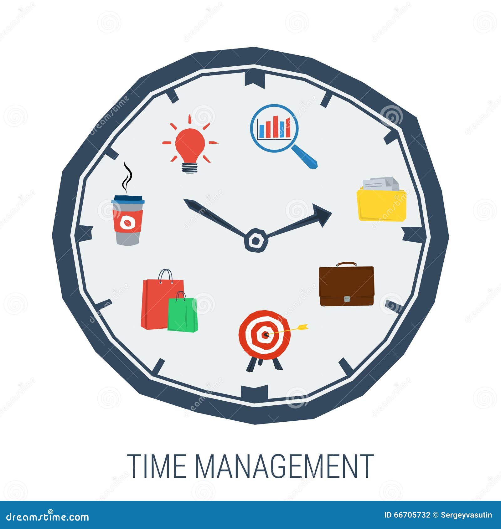Clock with Elements Inside Concept Time Management Stock Illustration ...