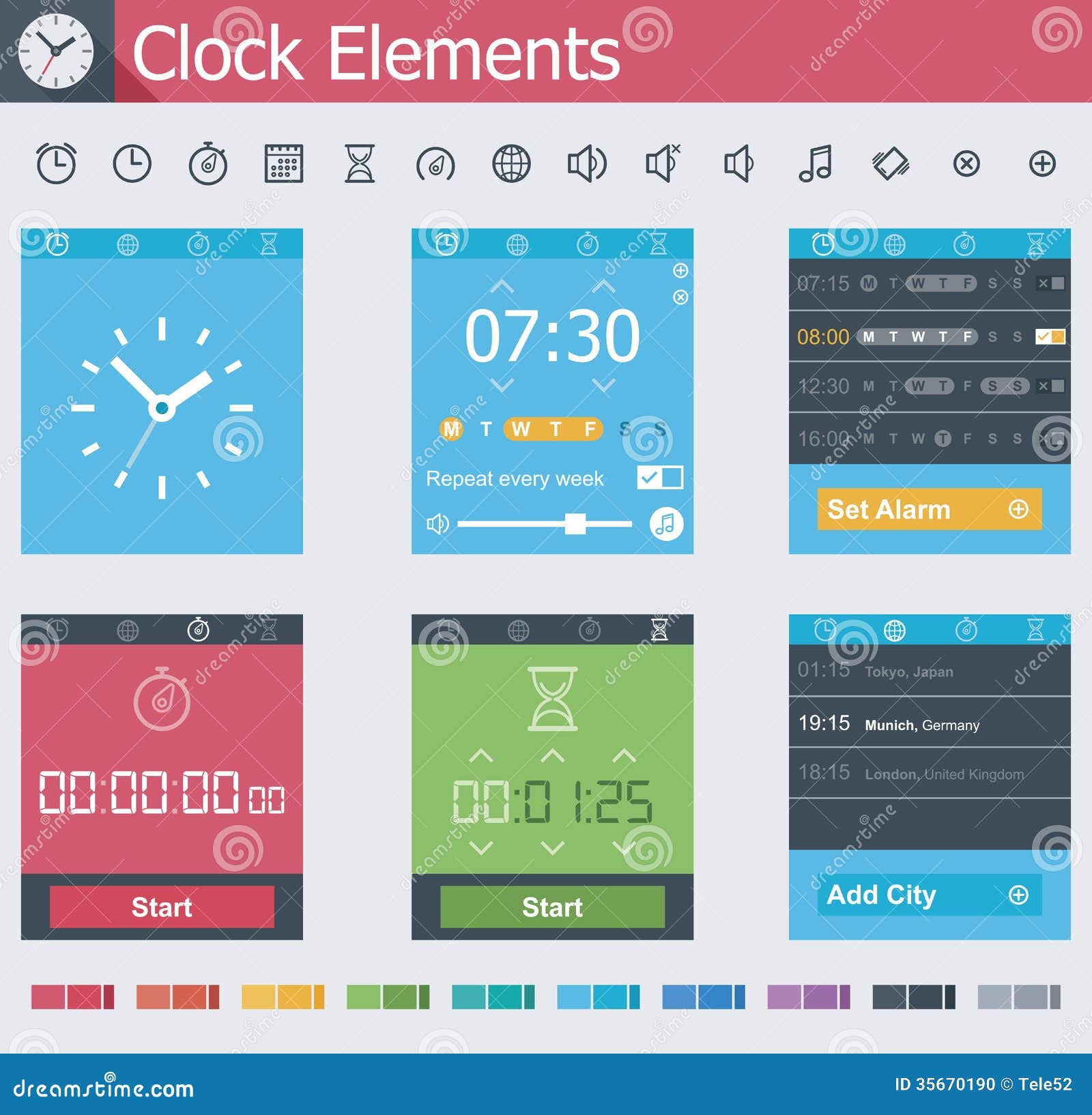 Clock elements stock vector. Illustration of vibration - 35670190