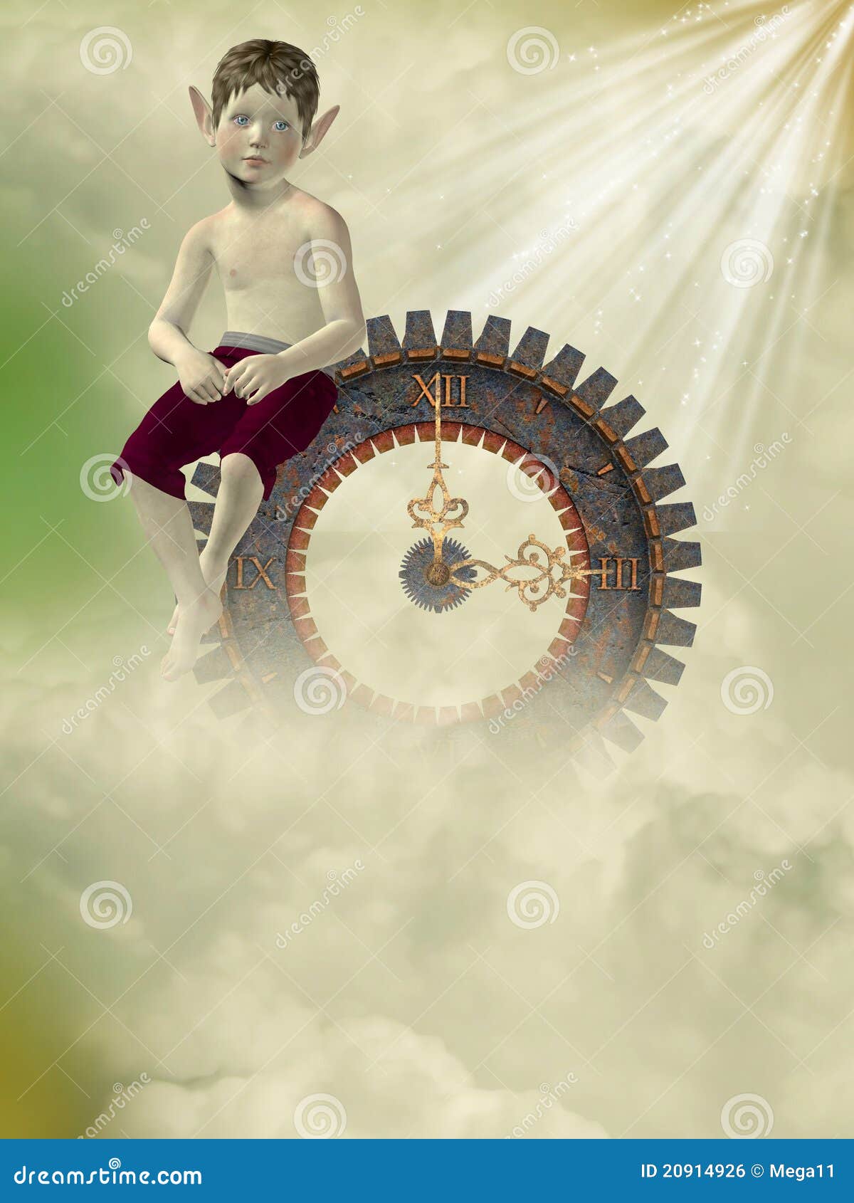 Clock and elf stock illustration. Illustration of clock - 20914926