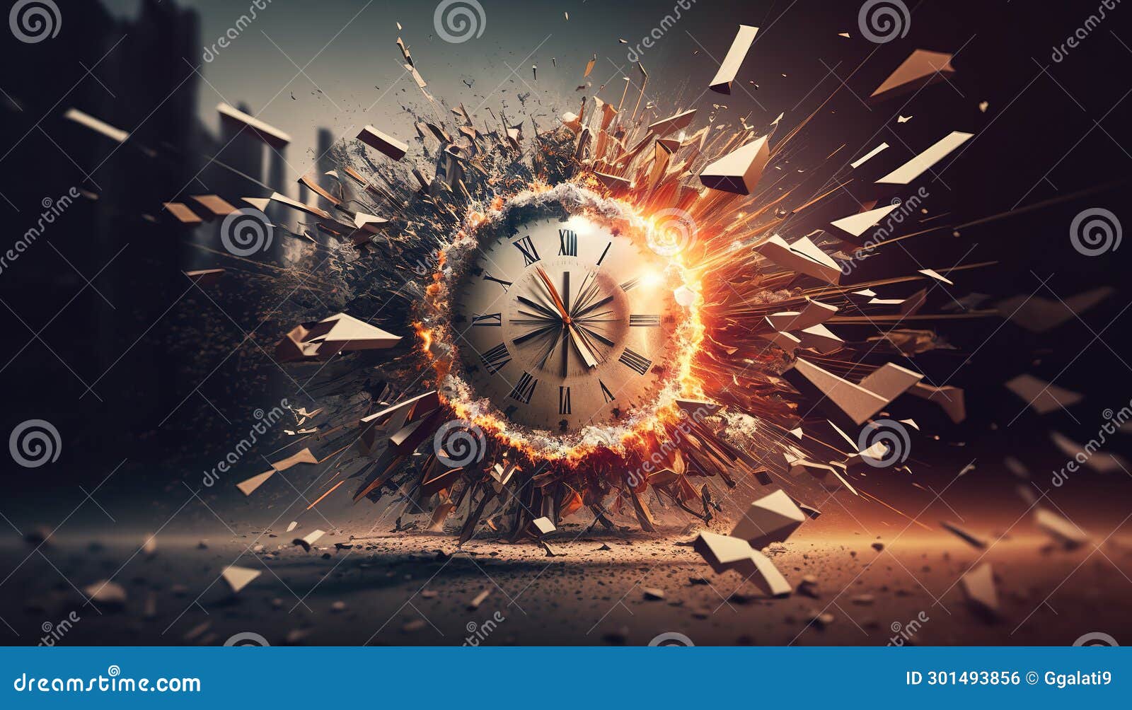 A Clock Exploding, Time is Running, Generative Ai Technology Stock Illustration - Illustration ...