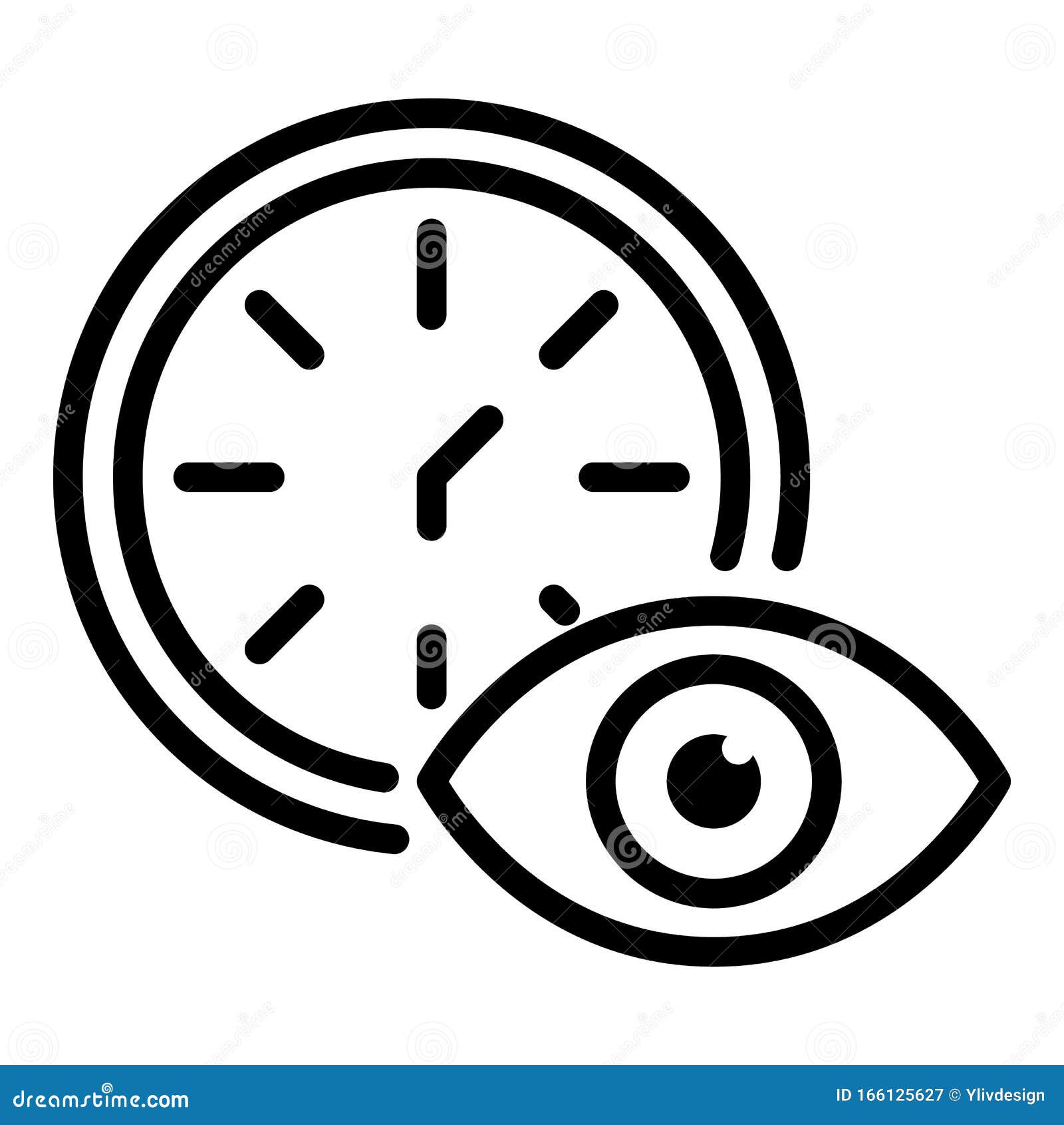 Clock and Eye Icon, Outline Style Stock Vector - Illustration of icon ...