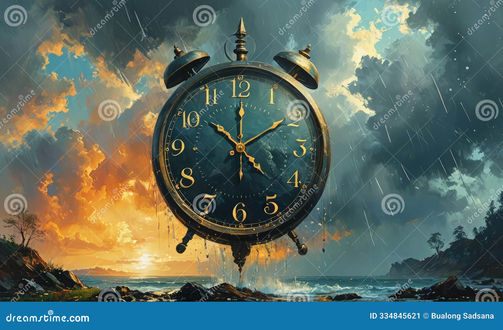 Clock with face on it stock illustration. Illustration of painted ...