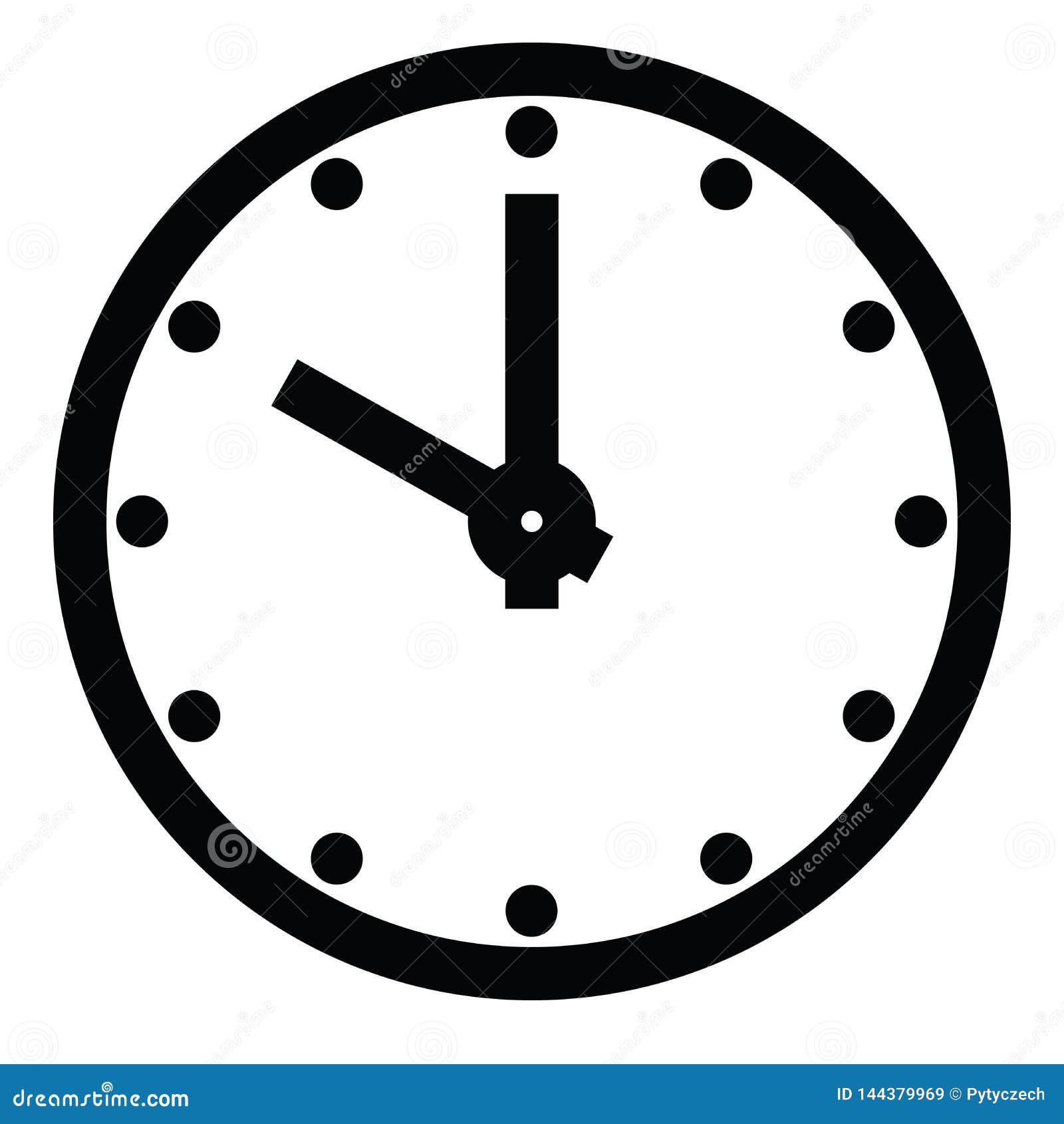 Clock Face. Blank Hour Dial with Hour and Minute Hand. Dots Mark Hours ...