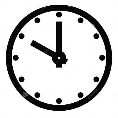 Clock Face. Blank Hour Dial with Hour and Minute Hand. Dots Mark Hours ...