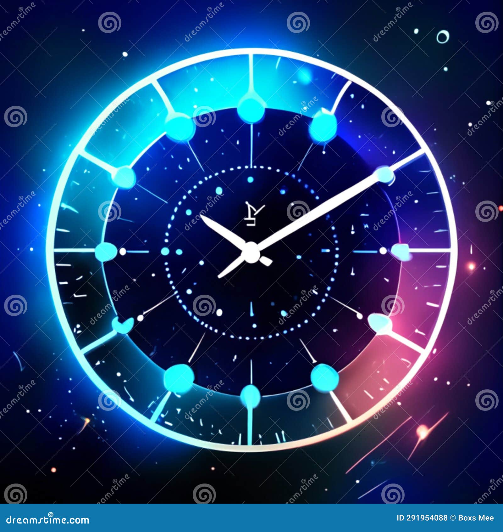 Clock Face on a Blue Background. the Concept of Time Management and ...