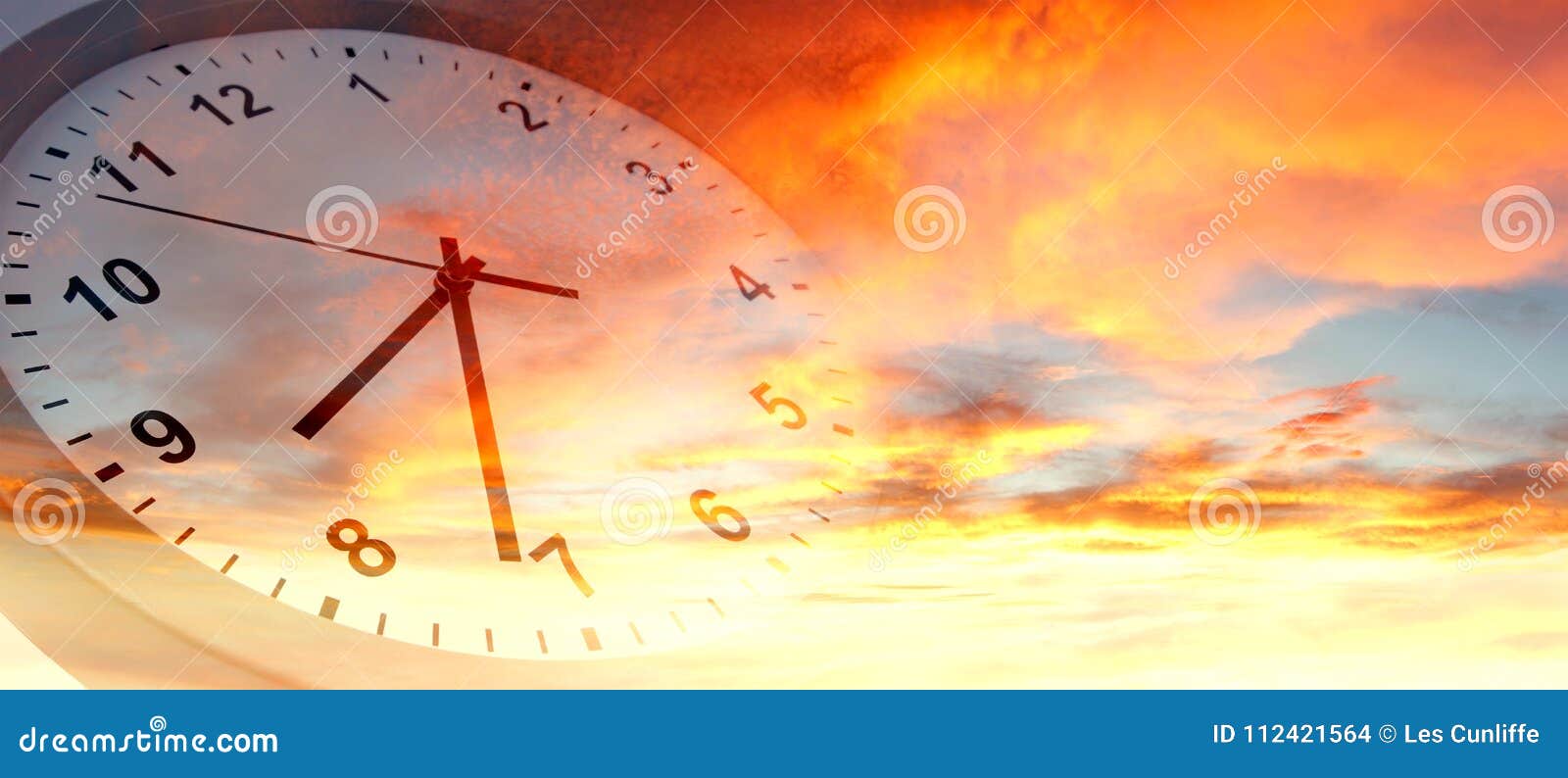 Clock in sky stock photo. Image of sunshine, change - 112421564