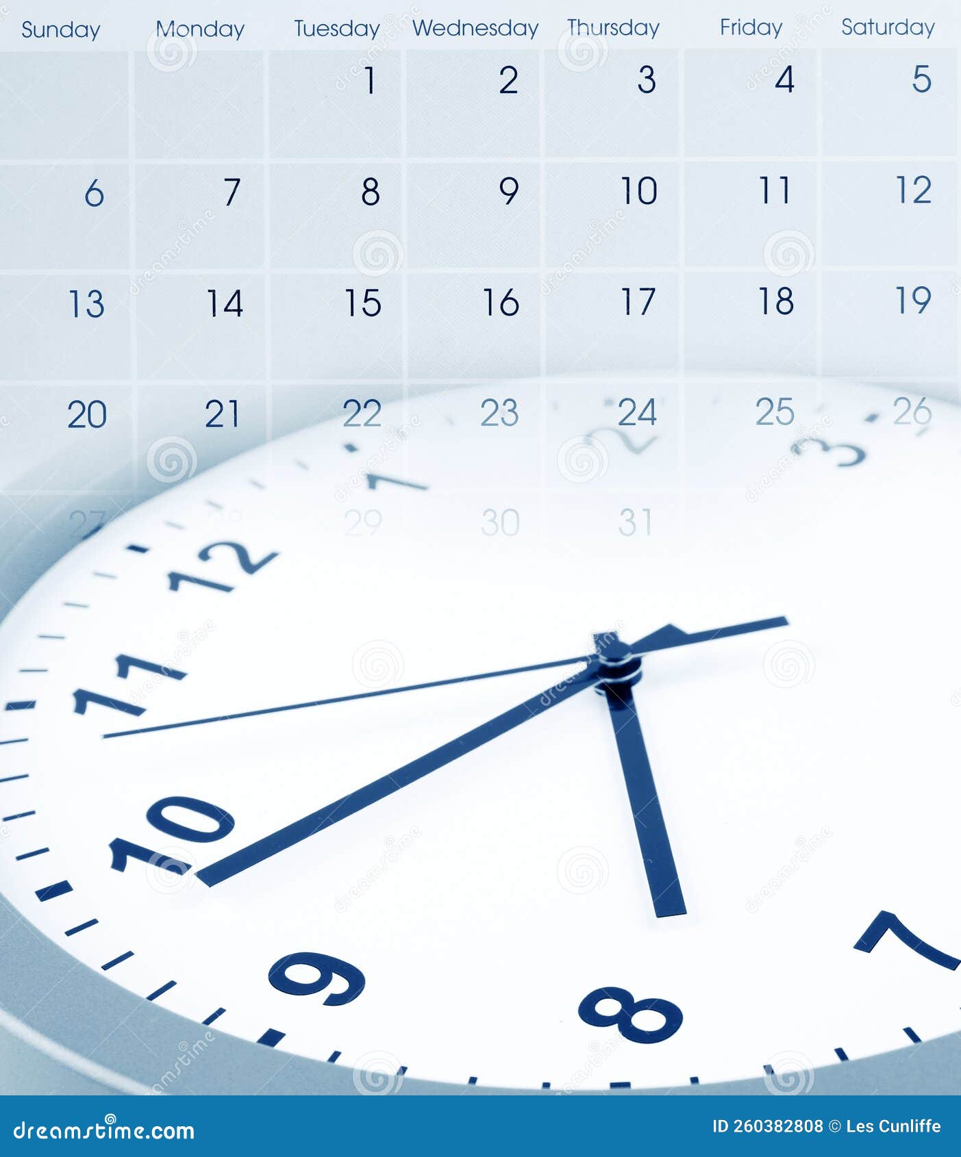Clock and calendar stock photo. Image of hour, monthly - 260382808