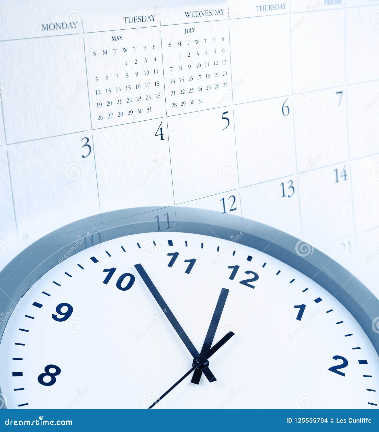 Clock and calendar stock photo. Image of concept, close - 125555704