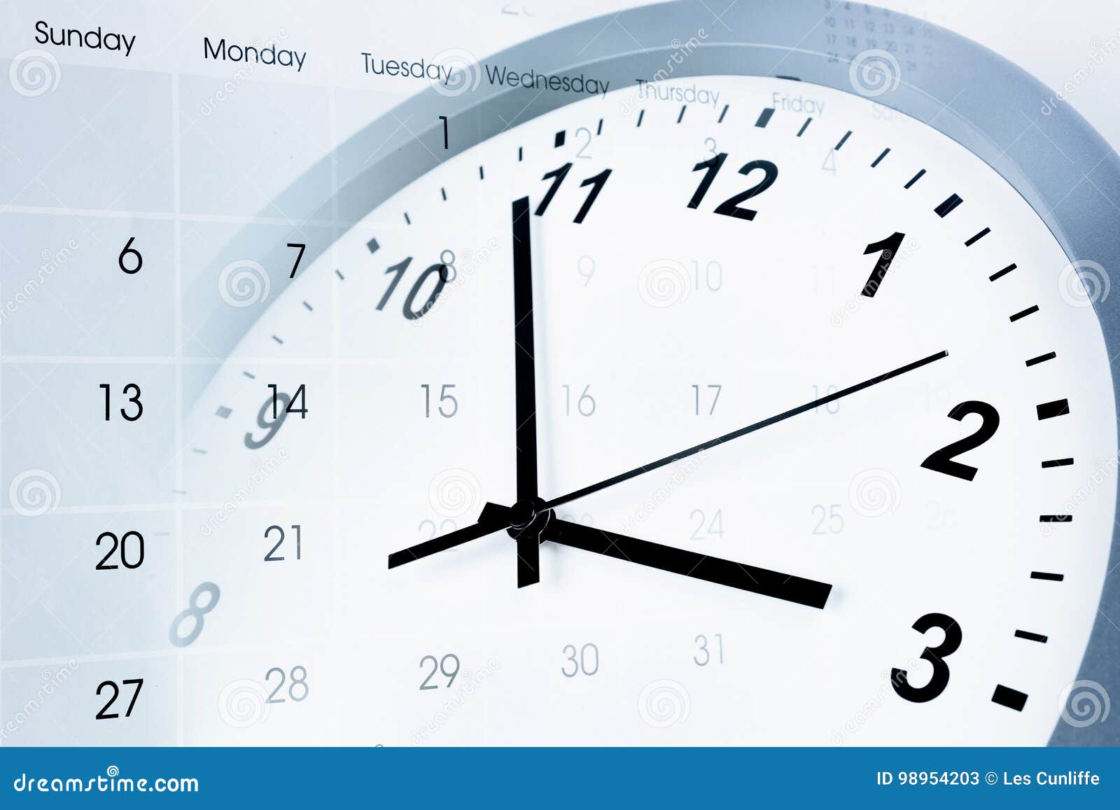 Clock and calendar stock image. Image of measurement - 98954203