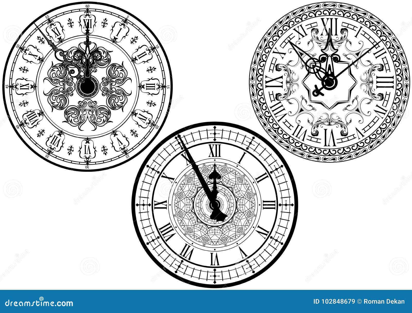 Clock Face Collection stock vector. Illustration of second - 102848679
