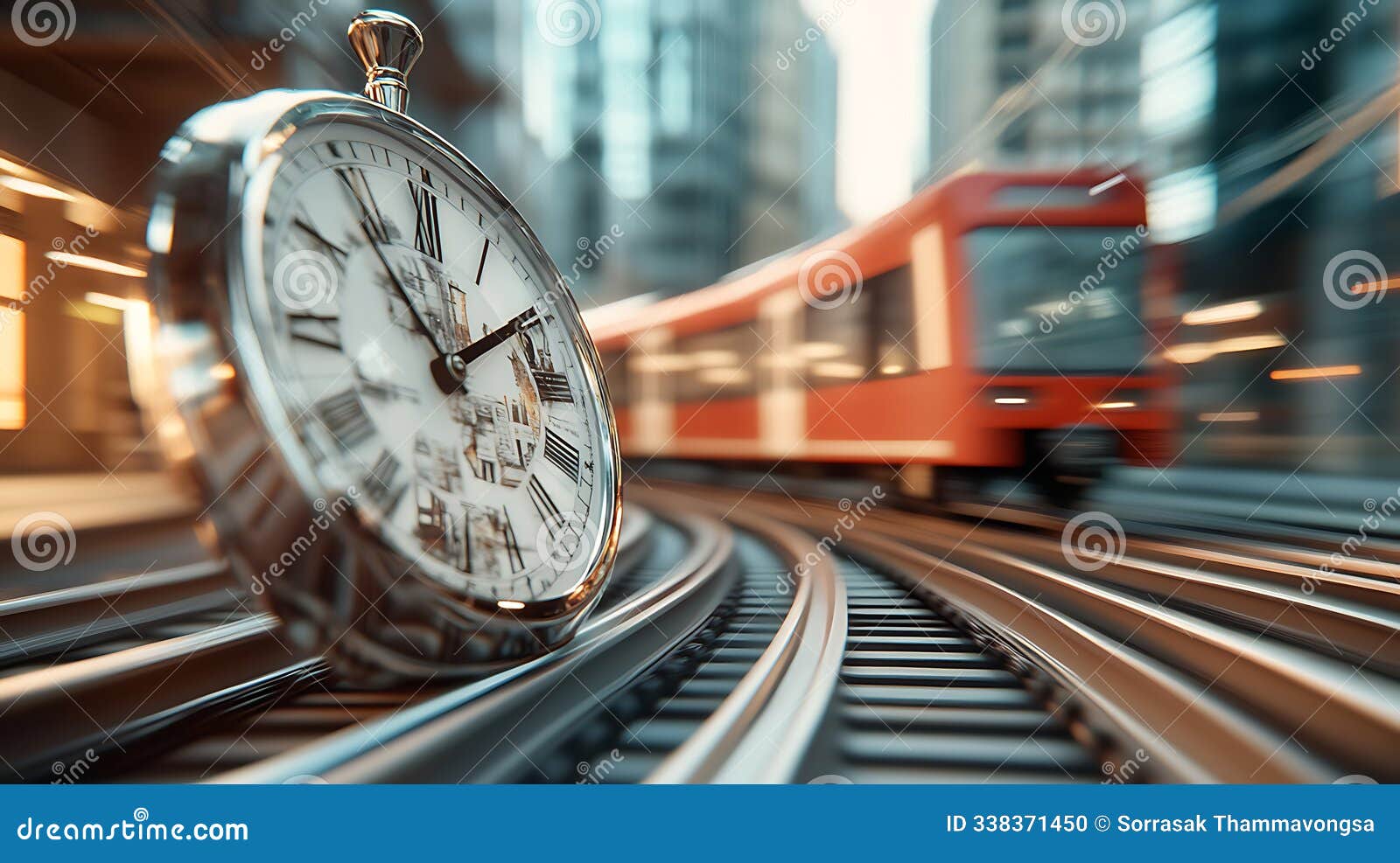 The Clock Face is Creatively Transformed into a Train Track. Stock ...