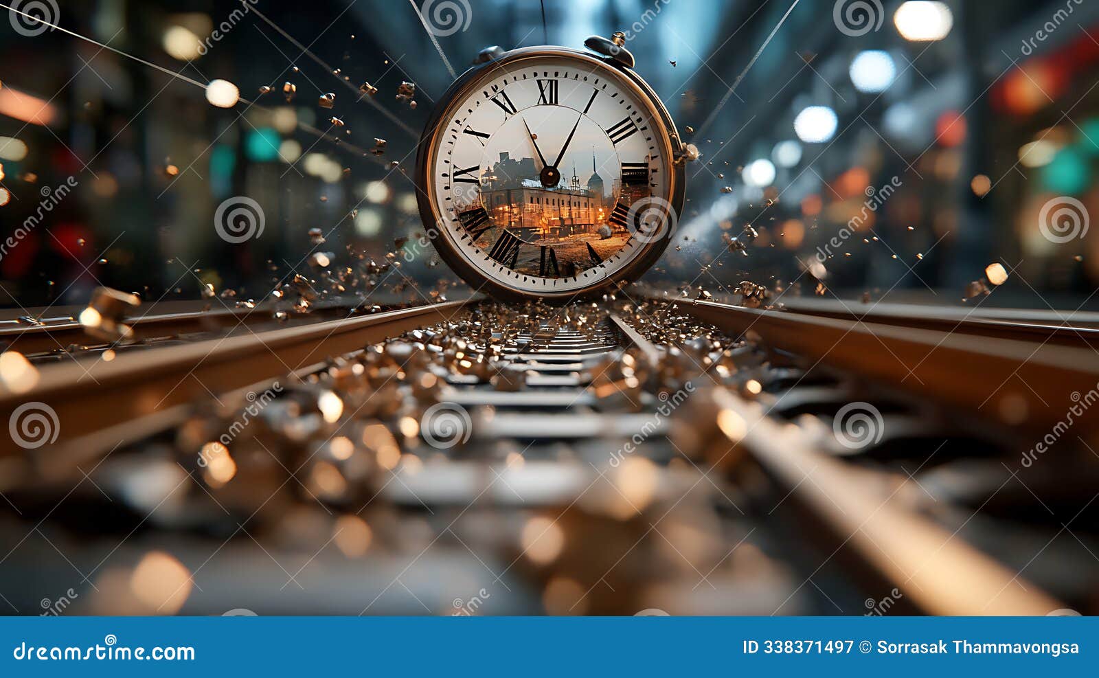 The Clock Face is Creatively Transformed into a Train Track. Stock ...