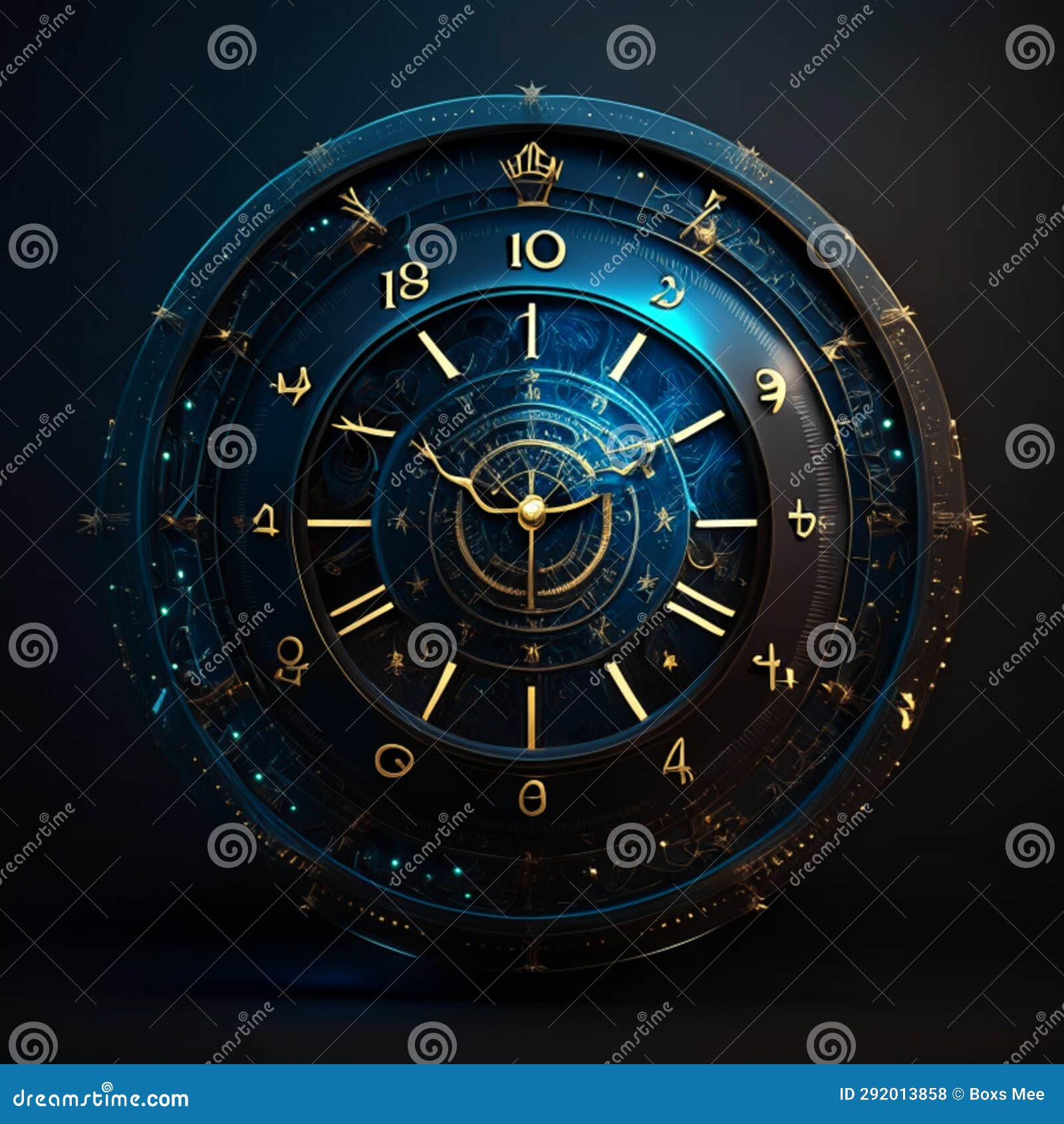 Clock Face on a Dark Background. Time Concept Stock Illustration ...