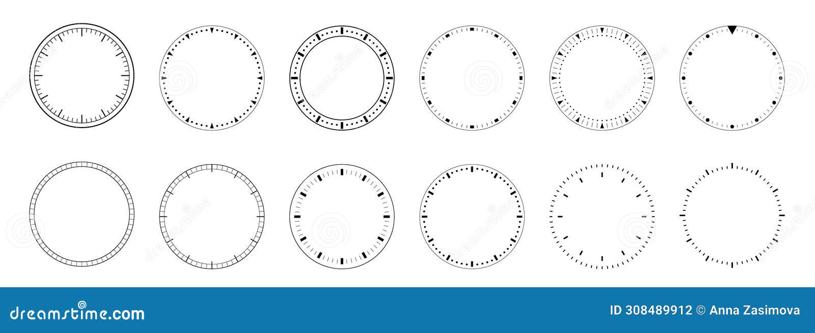 Measuring Circle Templates Isolated In White Background. Degrees 360 ...