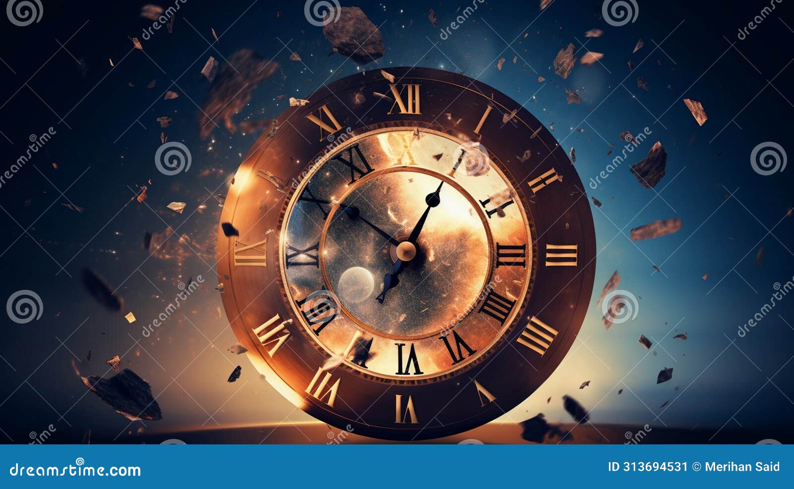 Clock Face Glowing at Midnight Time Up, AI Generative Stock Image ...